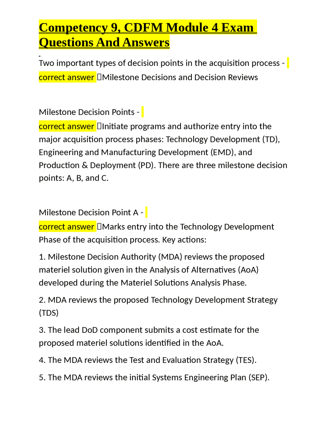 Competency 9, CDFM Module 4 Exam Questions And Answers | Exams Auditing ...