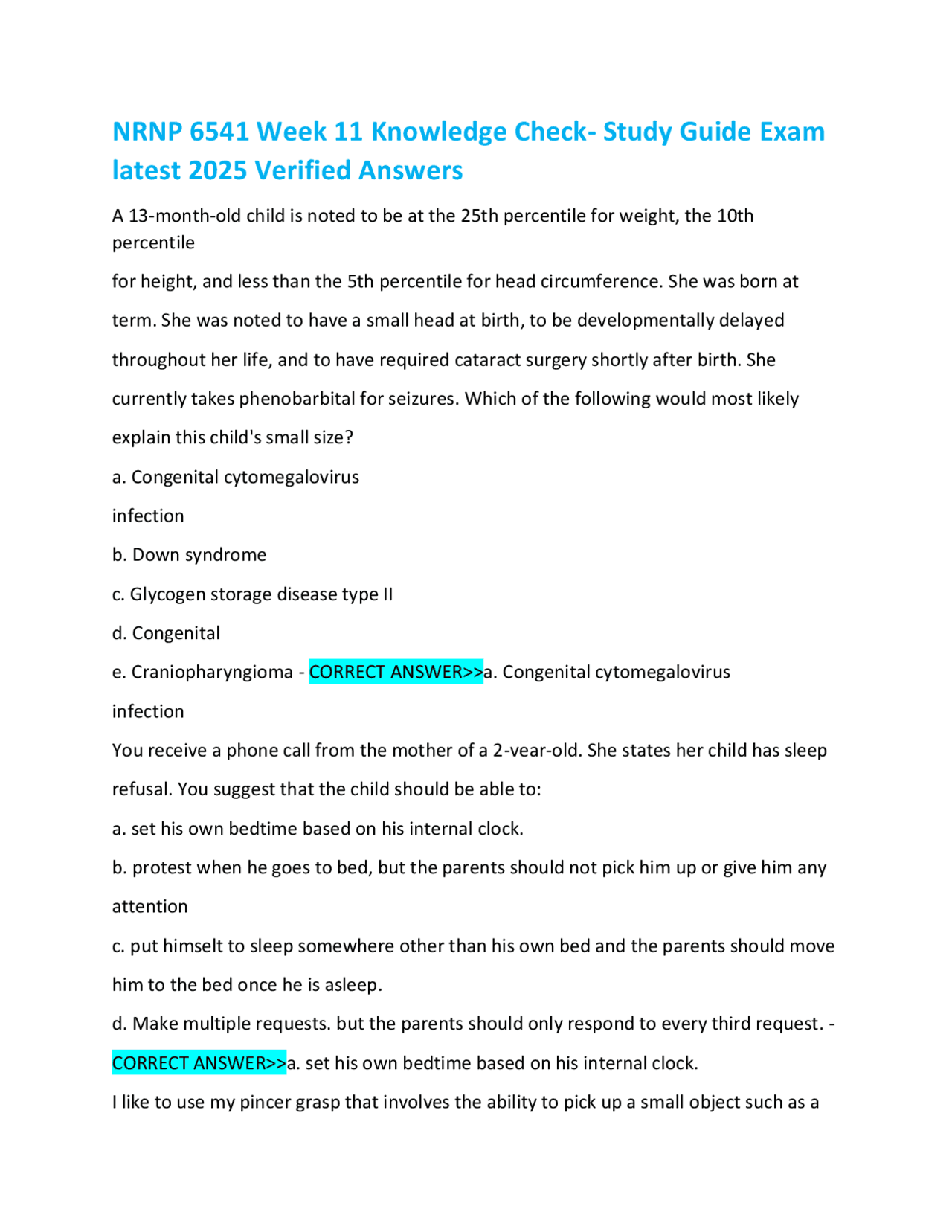 NRNP 6541 Week 11 Knowledge Check- Study Guide Exam latest 2025 ...