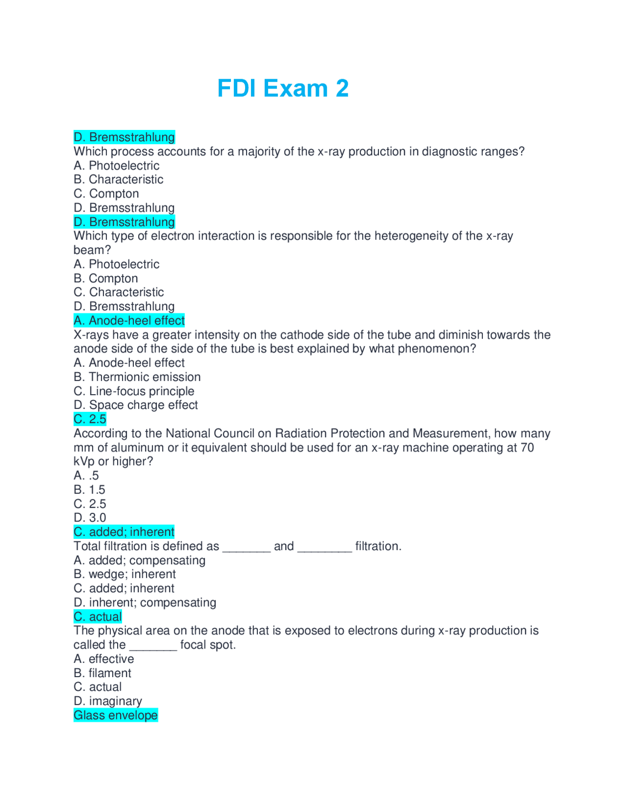 FDI Exam 2 questions and detailed answers 100% complete solution 2025 ...
