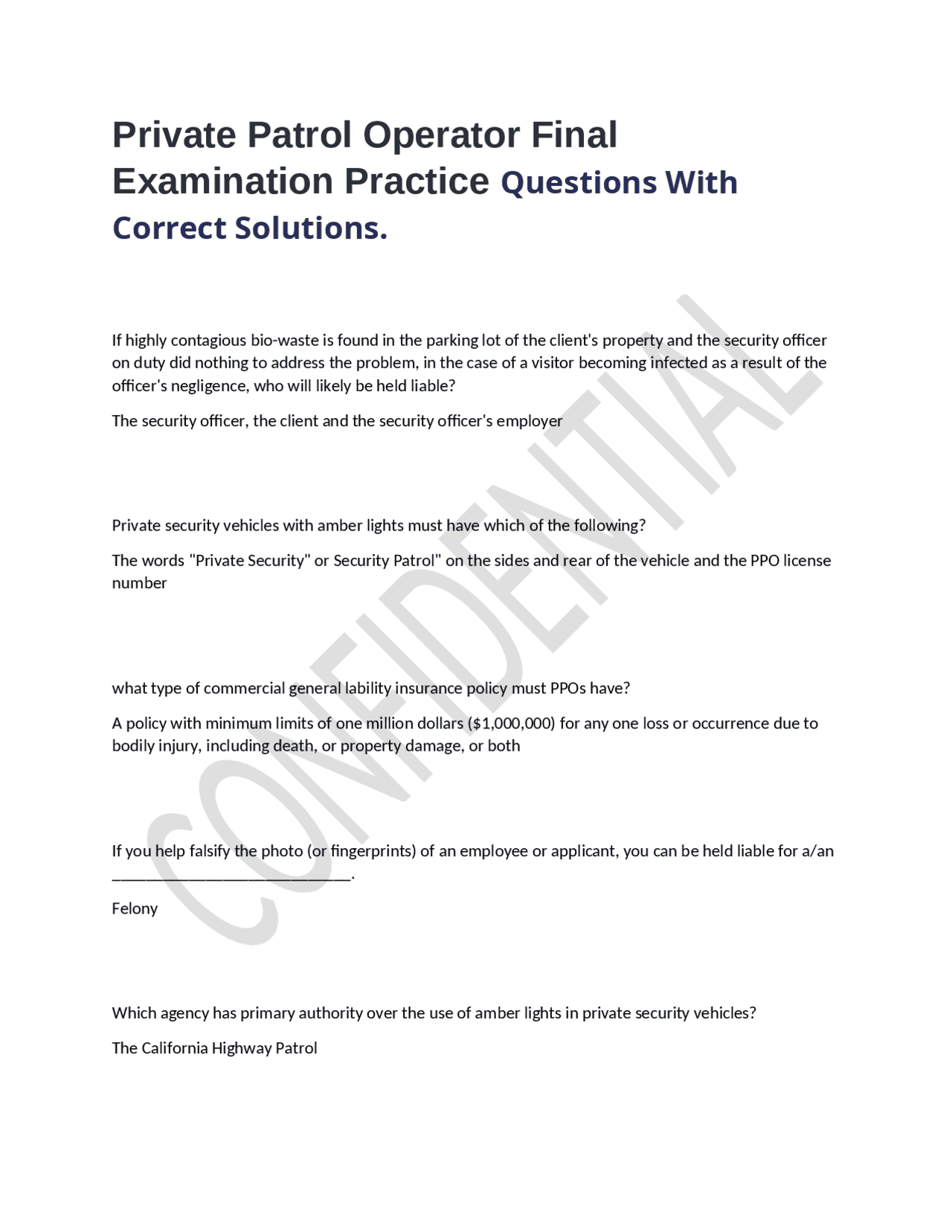 Private Patrol Operator Final Examination Practice Questions With ...