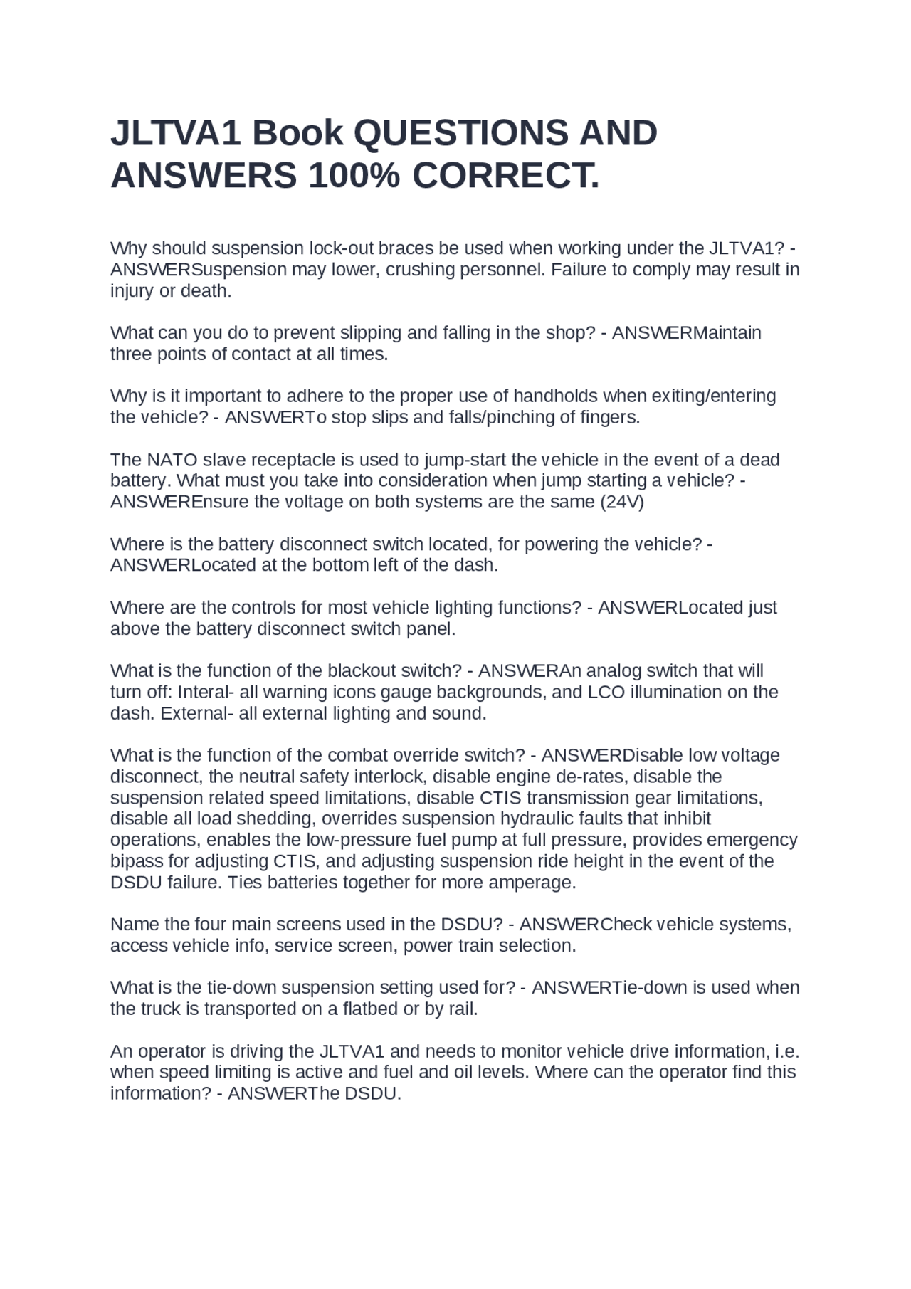 JLTVA1 Book QUESTIONS AND ANSWERS 100% CORRECT. | Exams European ...