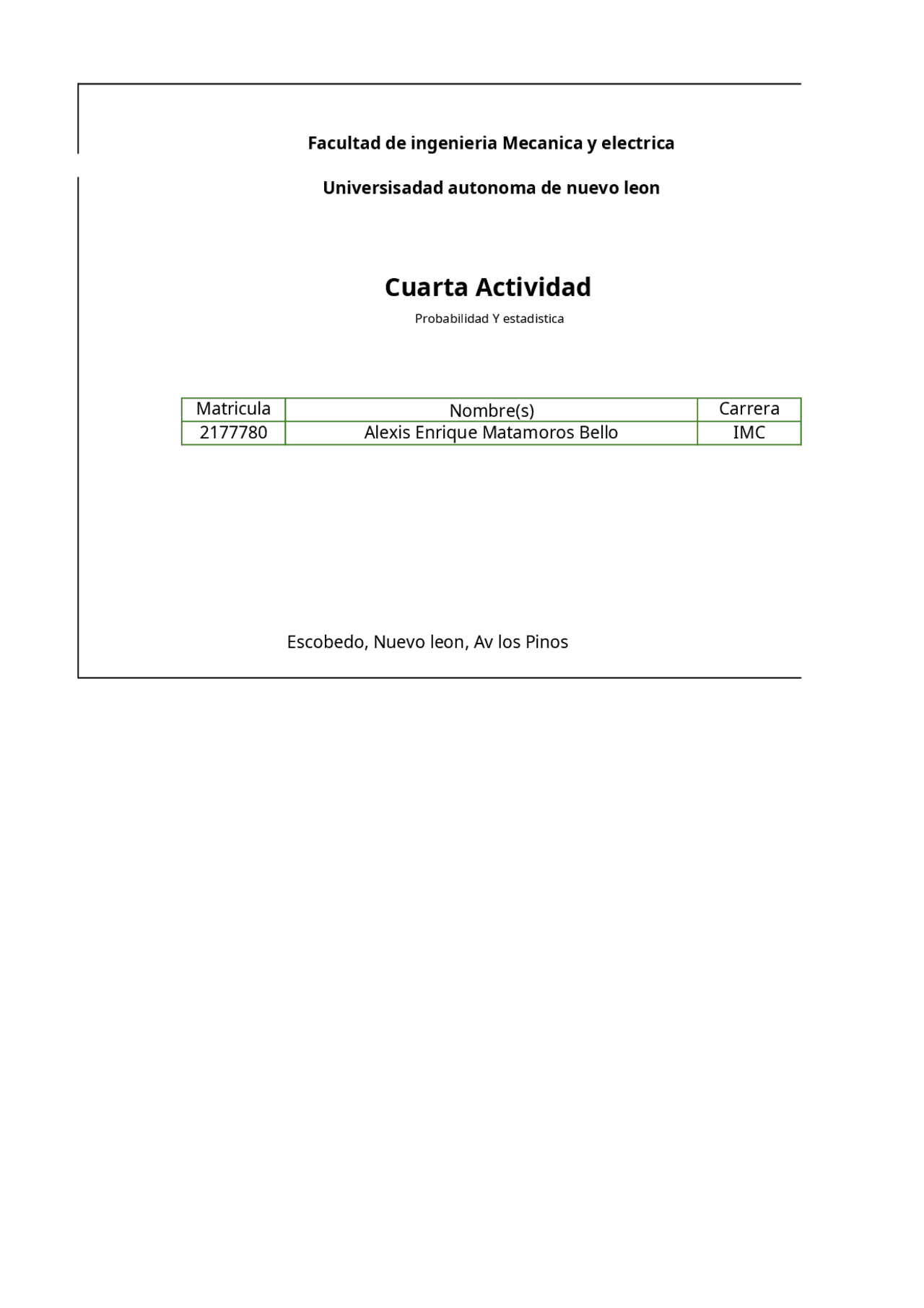 Probabilidad y estadistica 4 | Assignments Advanced Algorithms | Docsity