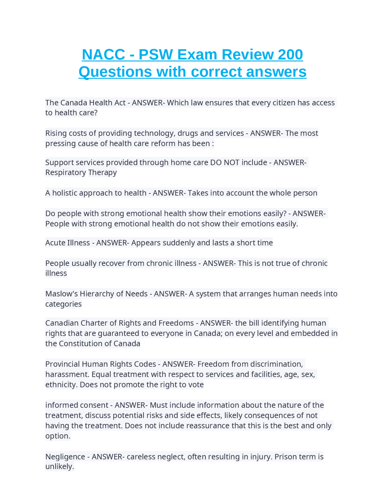 NACC - PSW Exam Review 200 Questions with correct answers (1).docx ...