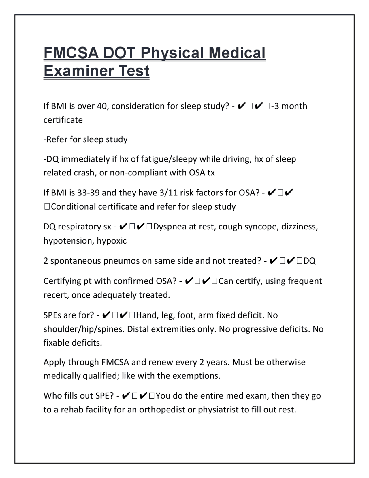 FMCSA DOT Physical Medical Examiner Test| Ultimate Exam Prep Guide ...