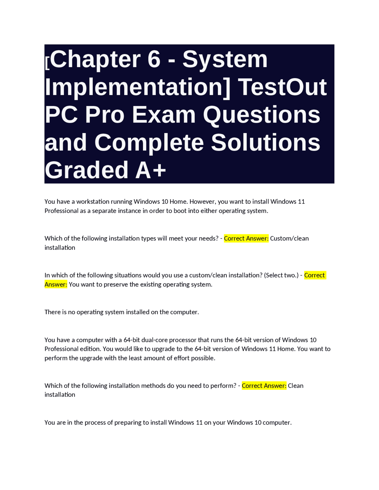 Windows 11 Installation and Configuration: TestOut PC Pro Exam ...