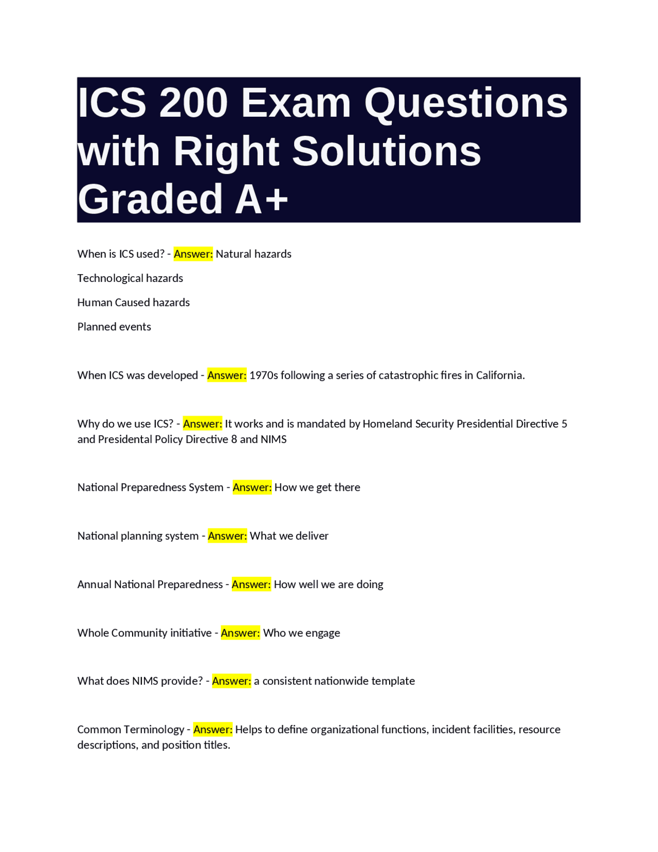 ICS 200 Exam Questions and Answers: A Comprehensive Guide to Incident ...
