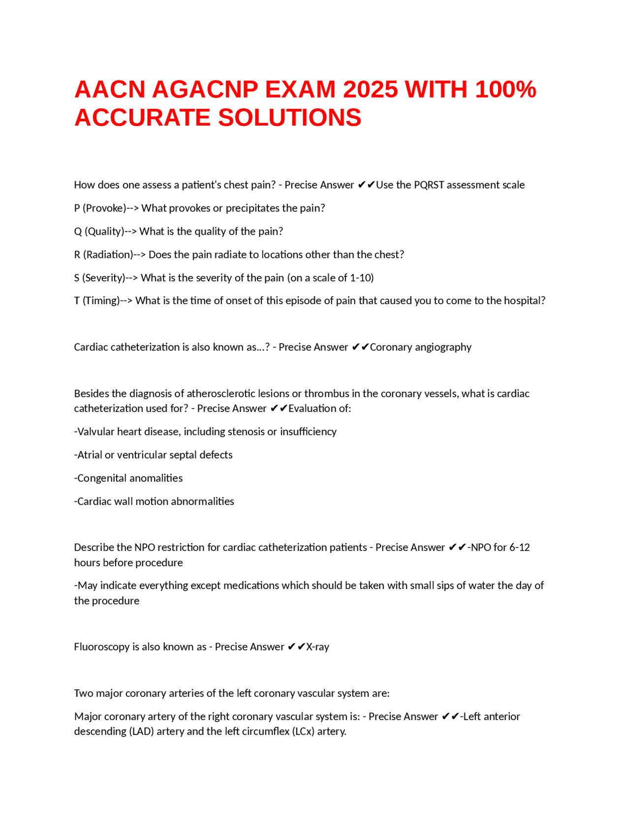 AACN AGACNP Exam 2025: Cardiac, Endocrine, and Neurological | Exams ...