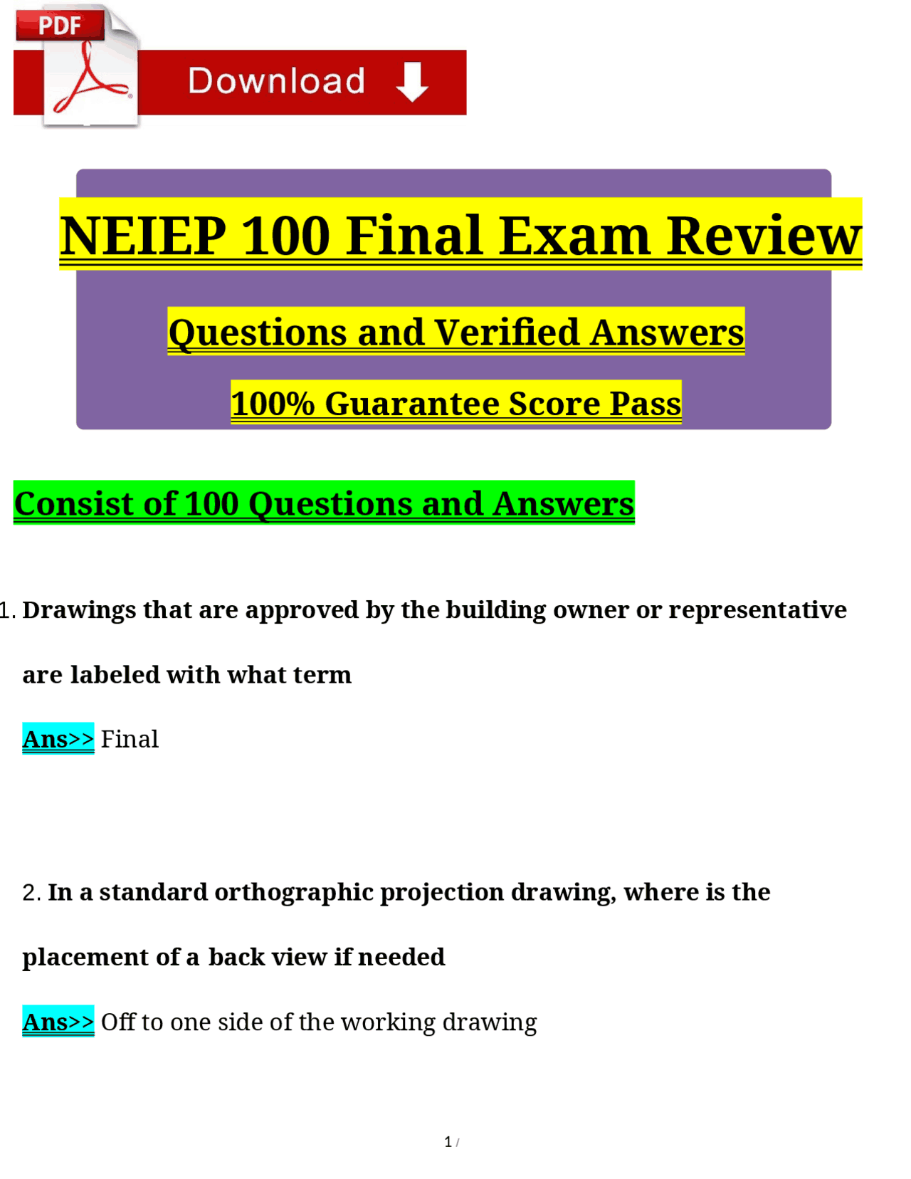 NEIEP 100 Final Exam Review (Latest 2025 / 2026): Most Comprehensive Qs ...