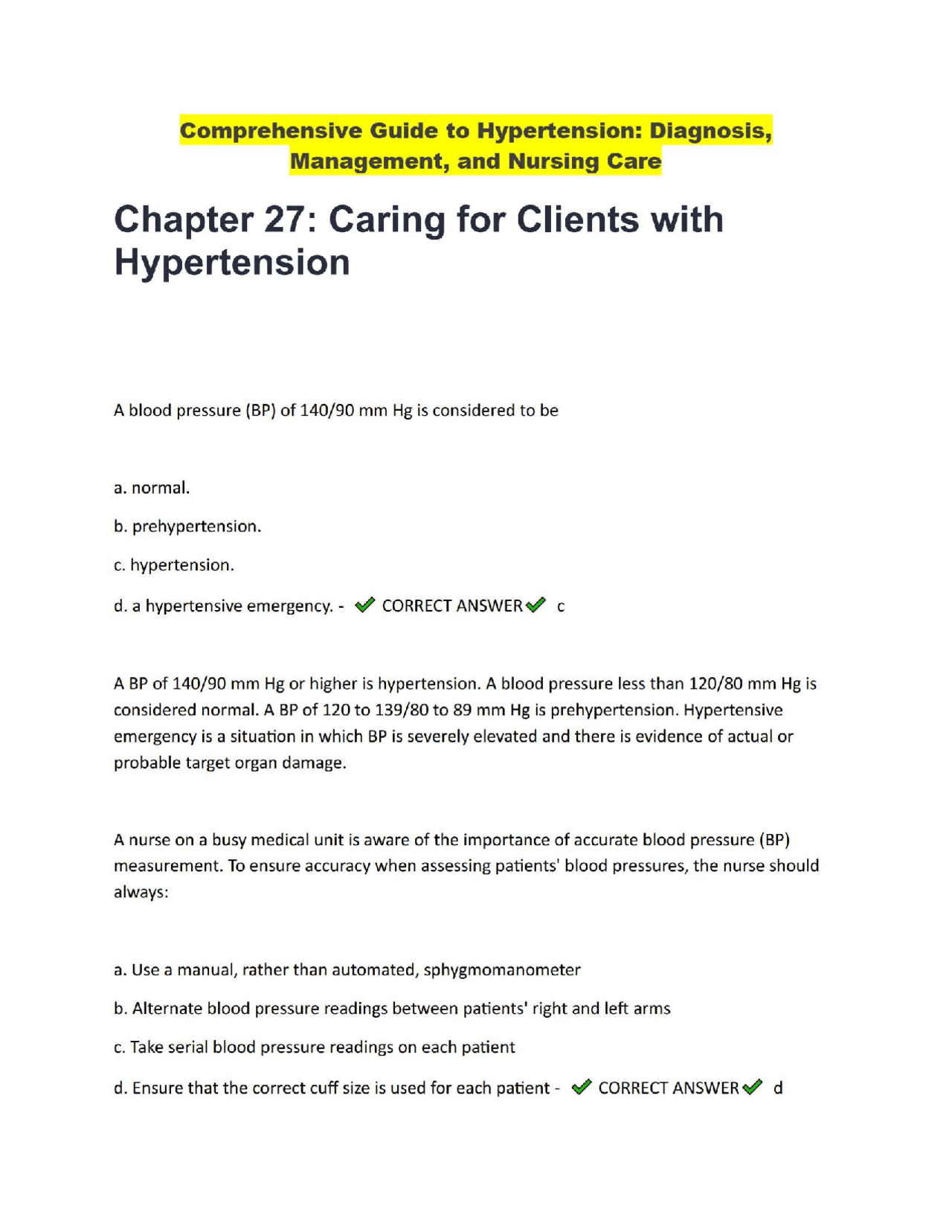 Comprehensive Guide to Hypertension Diagnosis, Management, and Nursing ...