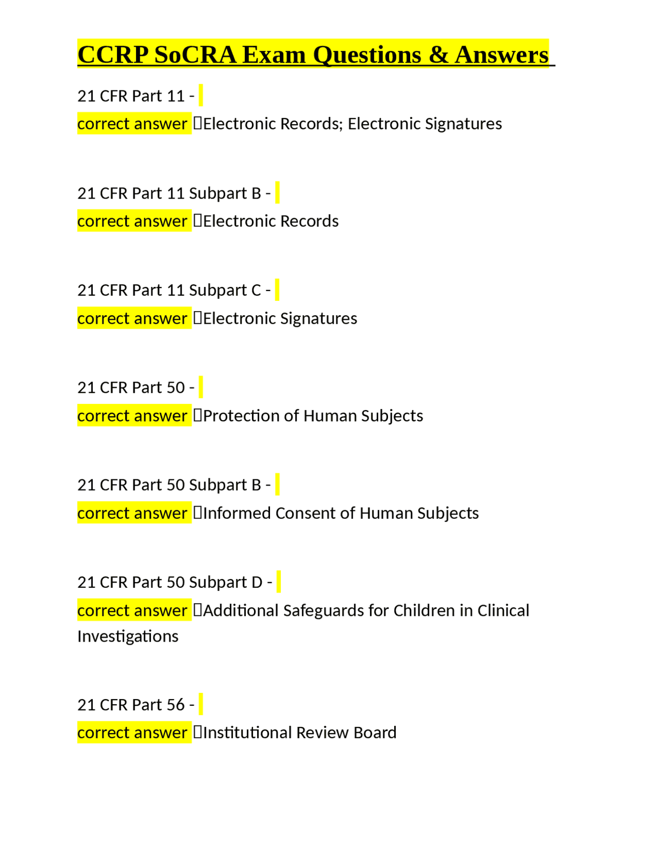 CCRP SoCRA Exam Questions & Answers | Exams Community Corrections | Docsity