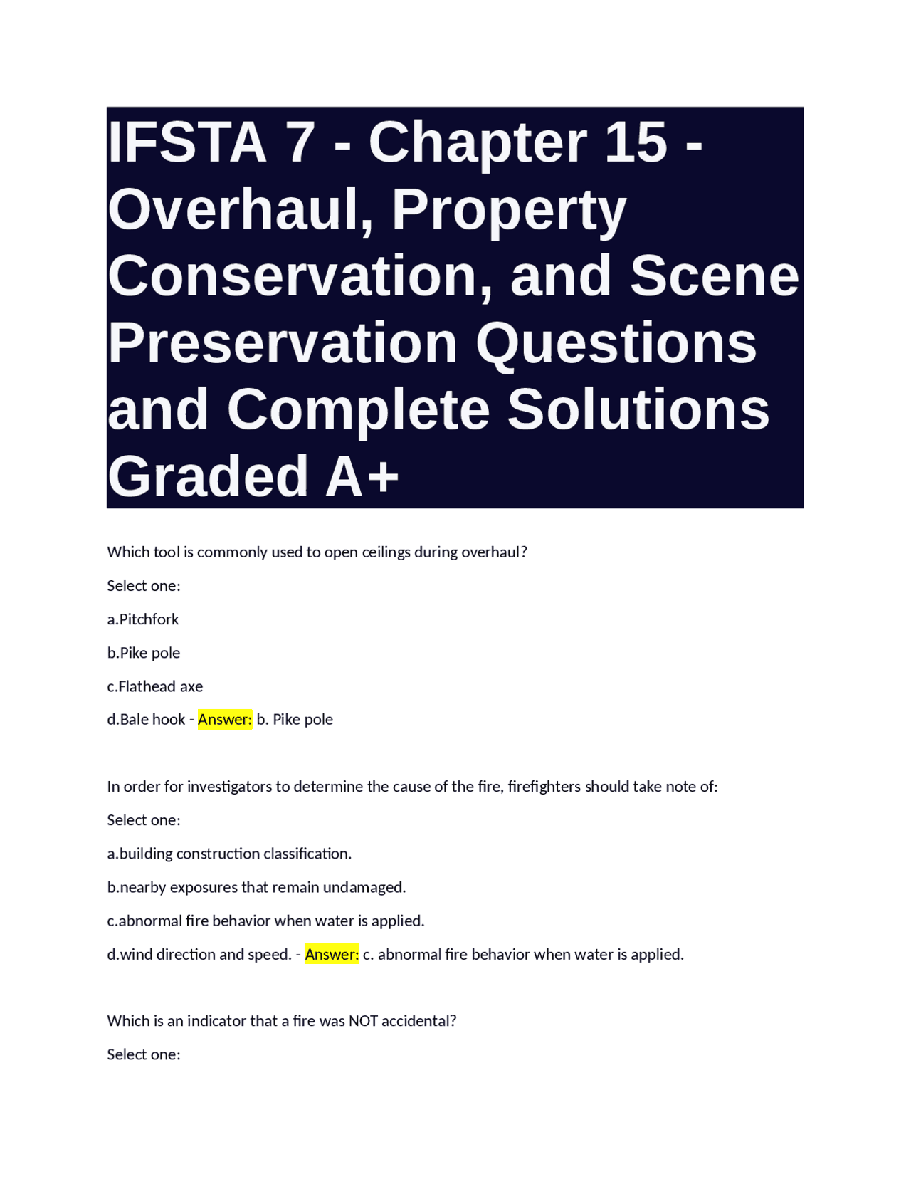 IFSTA 7 Chapter 15: Overhaul, Property Conservation, and Scene ...