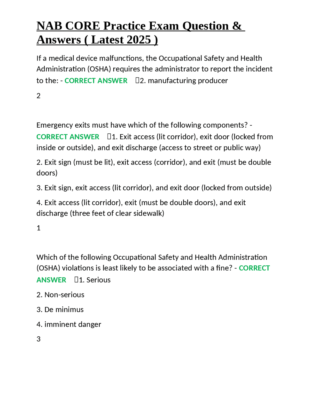 NAB CORE Practice Exam Questions and Answers (Latest 2025) | Exams ...