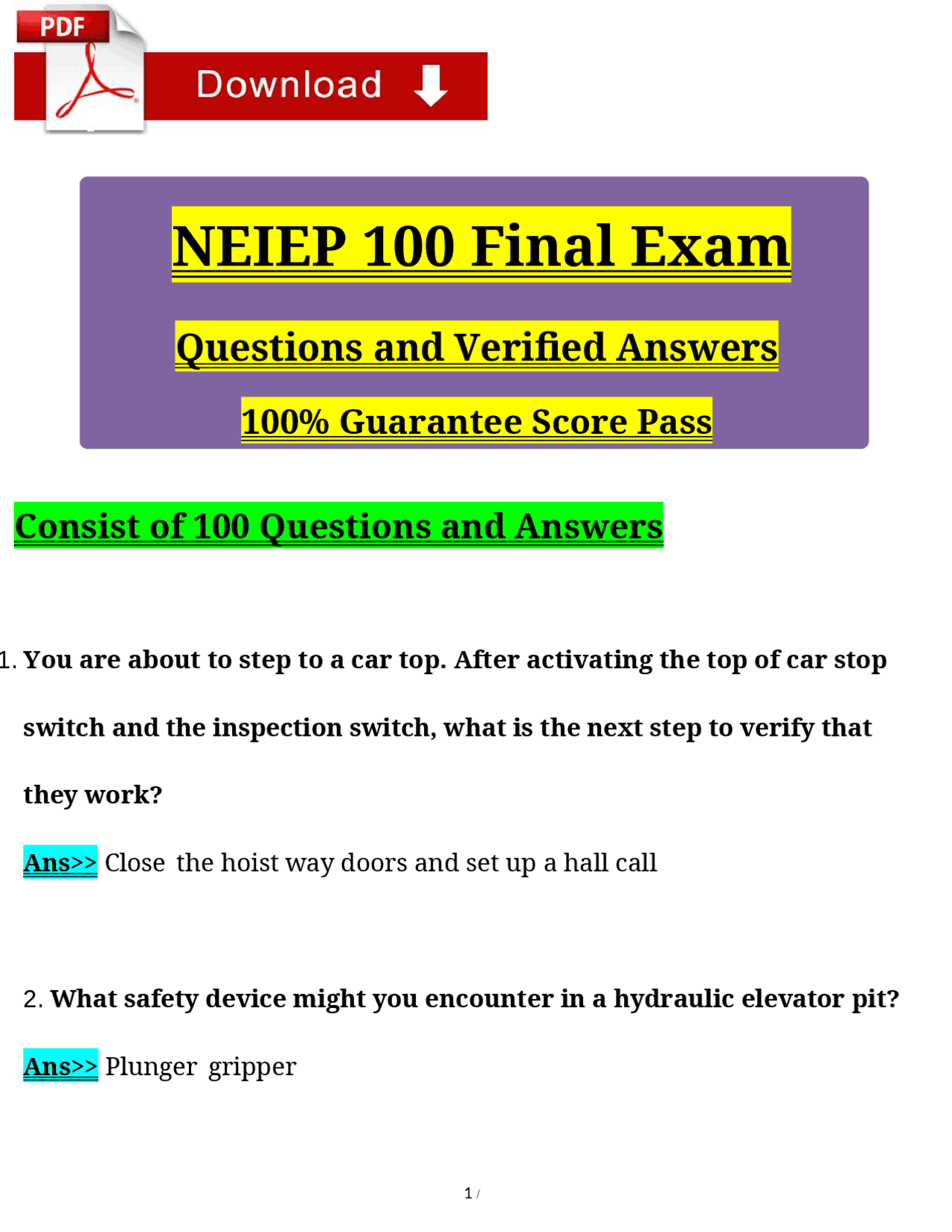 NEIEP 100 Final Exam (Latest 2025 / 2026): Most Comprehensive Qs & Ans ...