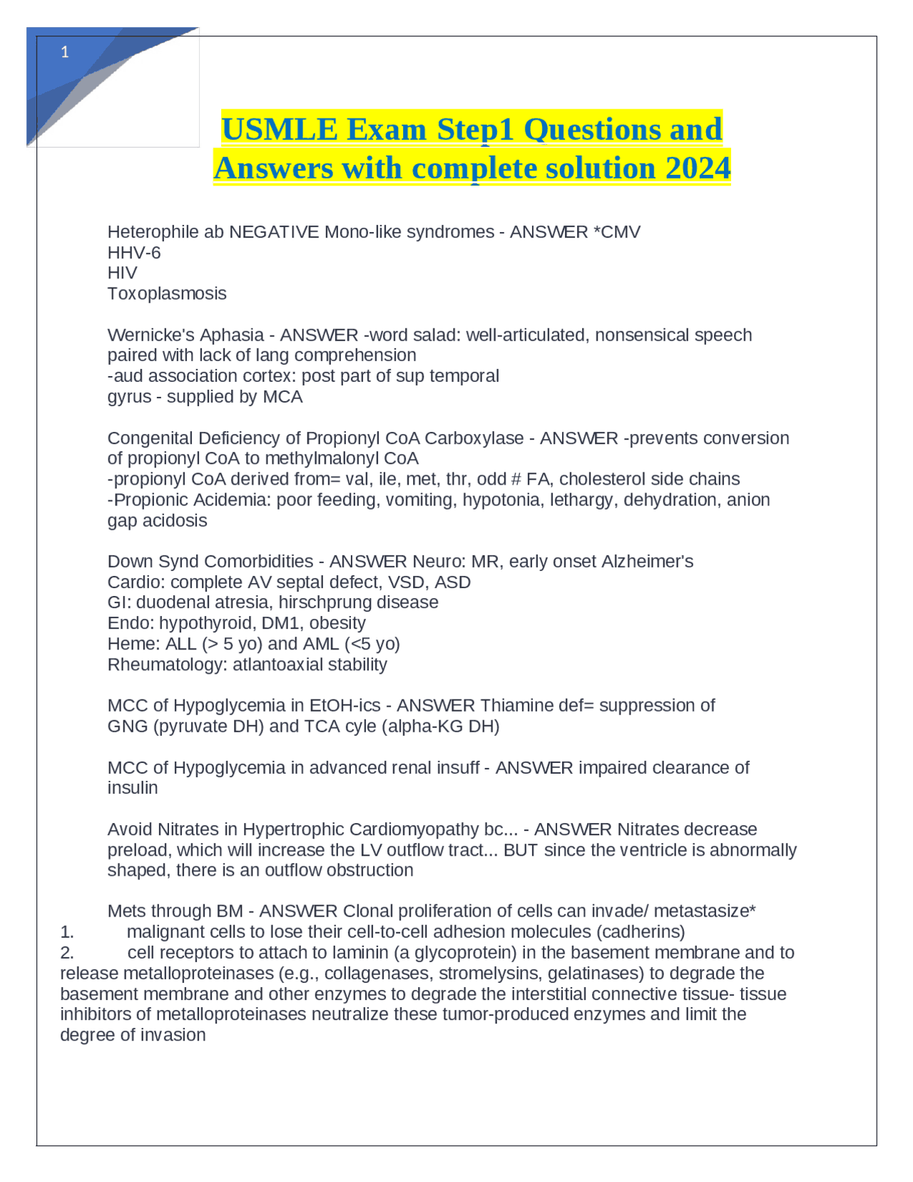 USMLE Step 1 Exam Questions and Answers: A Comprehensive Review of Key ...