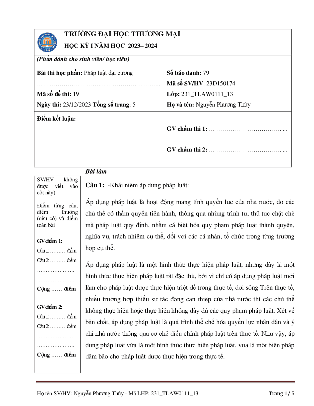 very good and very exciting | Exercises Law | Docsity