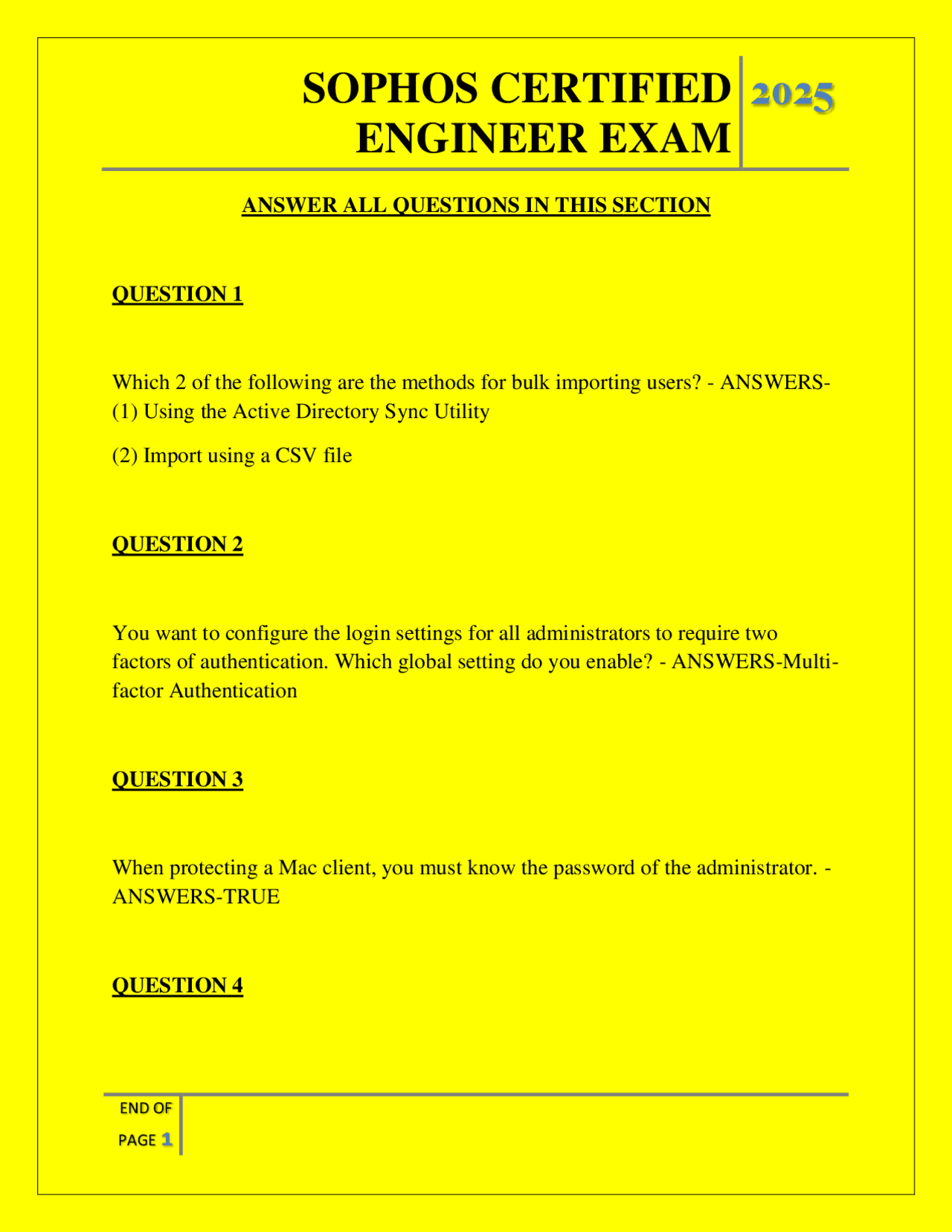 SOPHOS CERTIFIED ENGINEER EXAM QUESTIONS AND ANSWERS 2025 | Exams Computer Security | Docsity