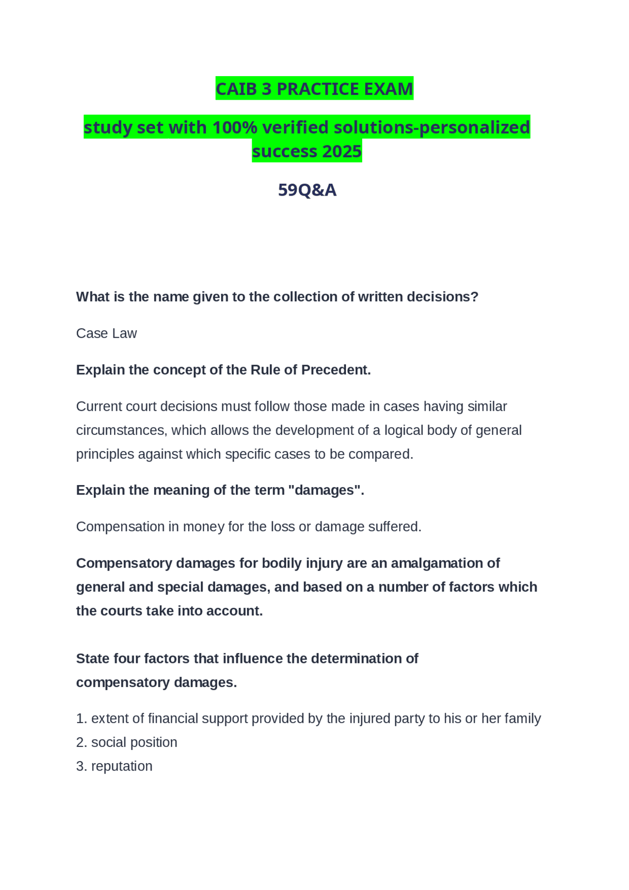 CAIB 3 PRACTICE EXAM study set with 100% verified solutions ...