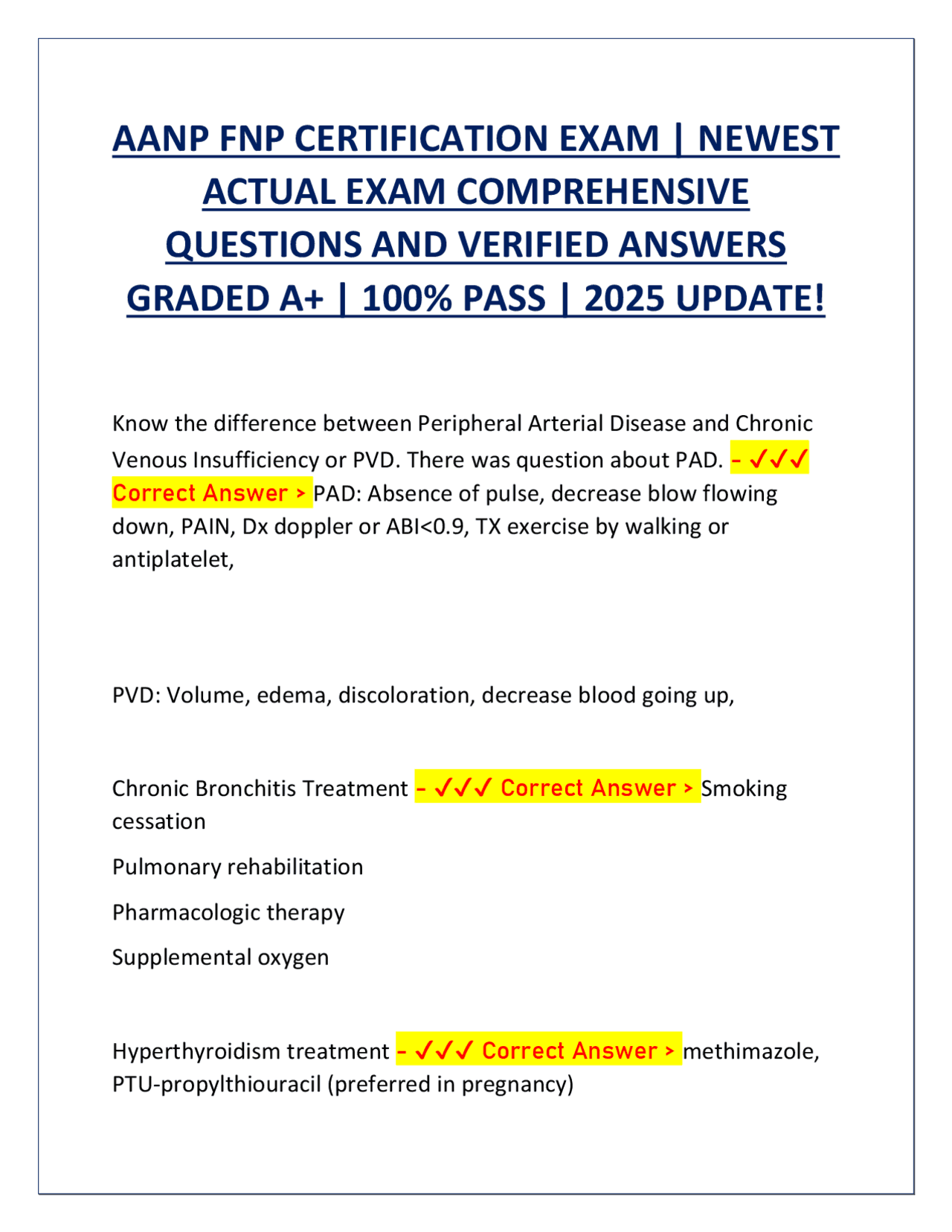 AANP FNP CERTIFICATION EXAM | NEWEST ACTUAL EXAM COMPREHENSIVE ...