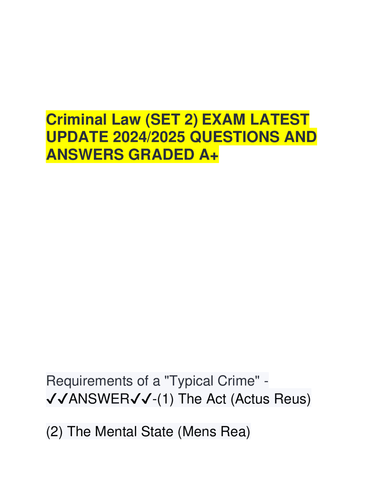 Criminal Law Exam Questions and Answers: A Comprehensive Guide to Key ...