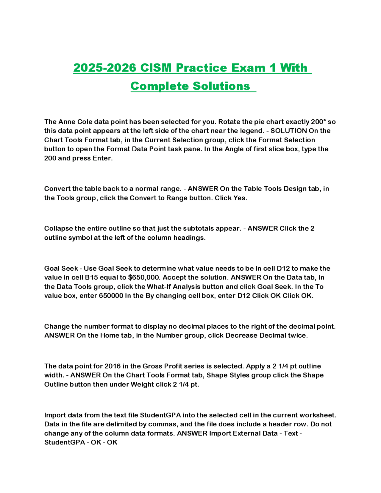 2025-2026 CISM Practice Exam 1 With Complete Solutions | Exams Advanced ...