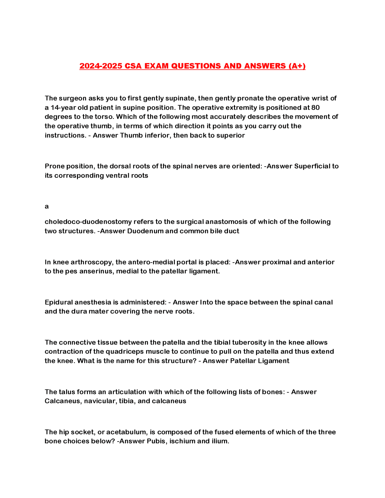 2024-2025 CSA EXAM QUESTIONS AND ANSWERS (A+) | Exams Advanced ...