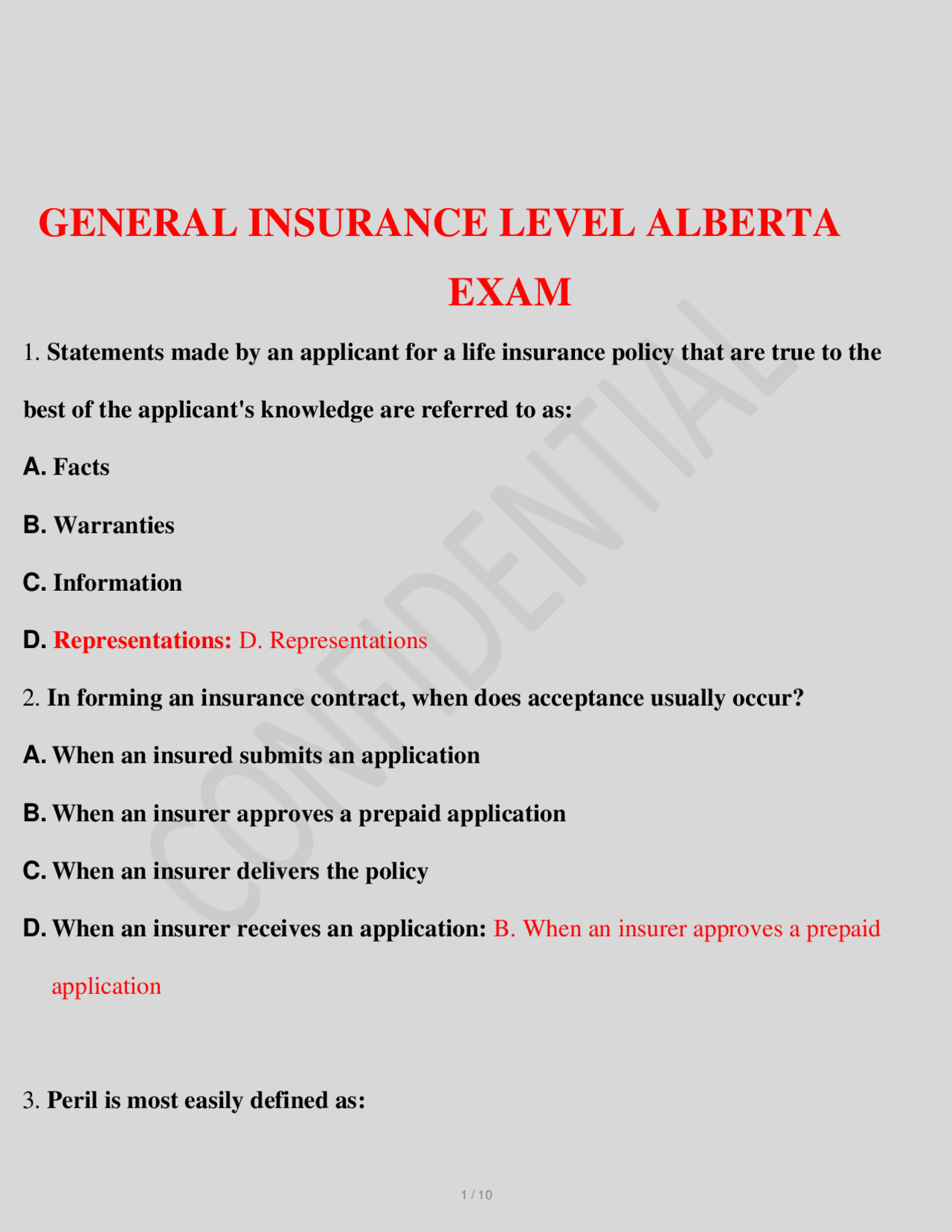 GENERAL INSURANCE LEVEL ALBERTA EXAM QUESTIONS AND ANSWERS.pdf | Exams ...