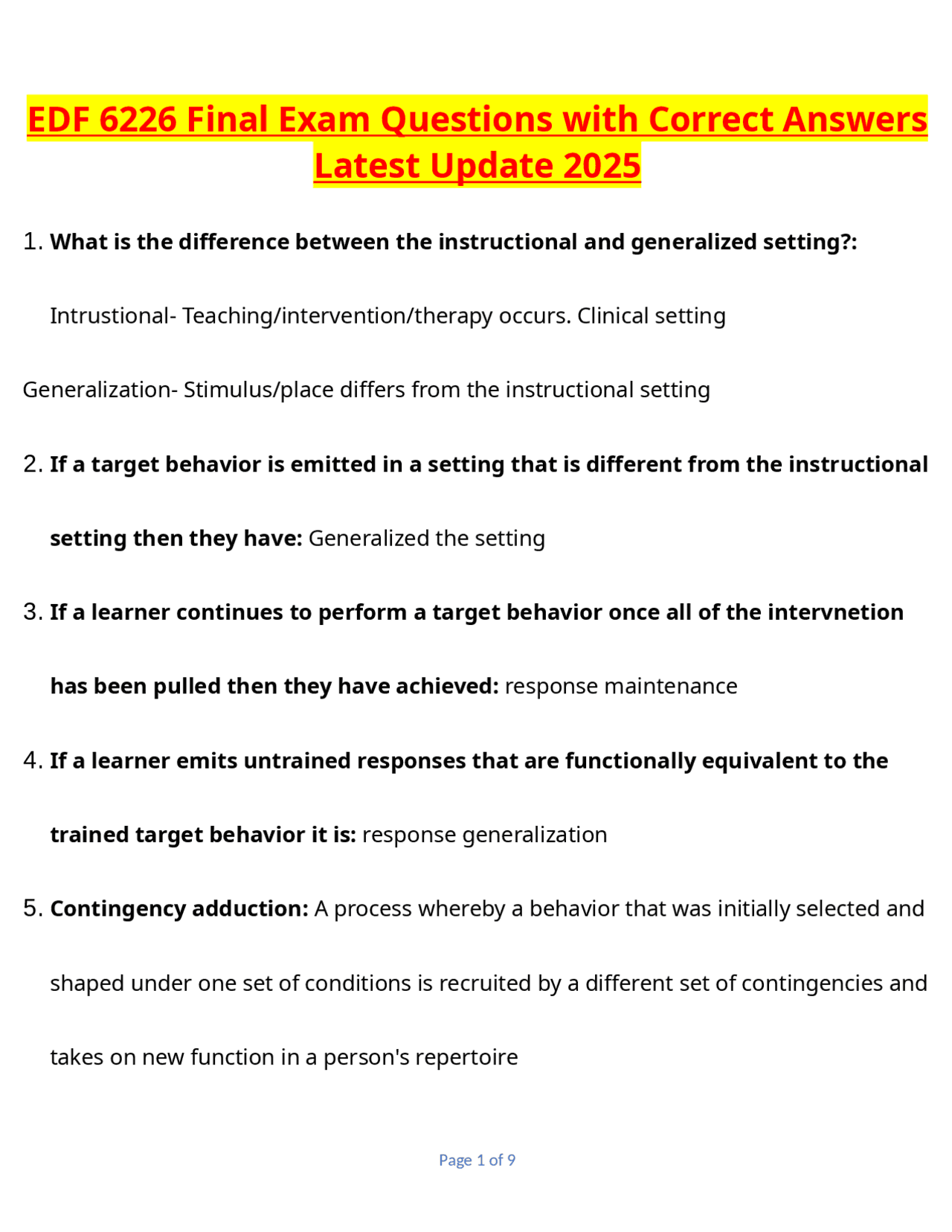 EDF 6226 Final Exam Questions with Correct Answers Latest Update 2025 ...