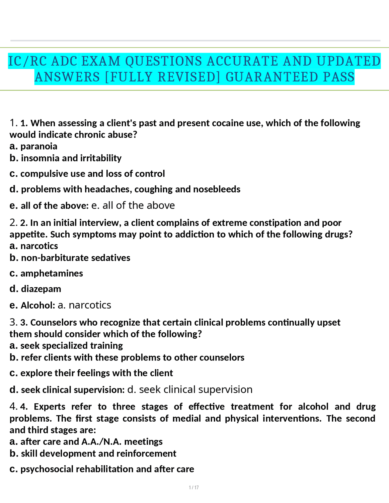 IC/RC ADC EXAM QUESTIONS ACCURATE AND UPDATED ANSWERS [FULLY REVISED ...