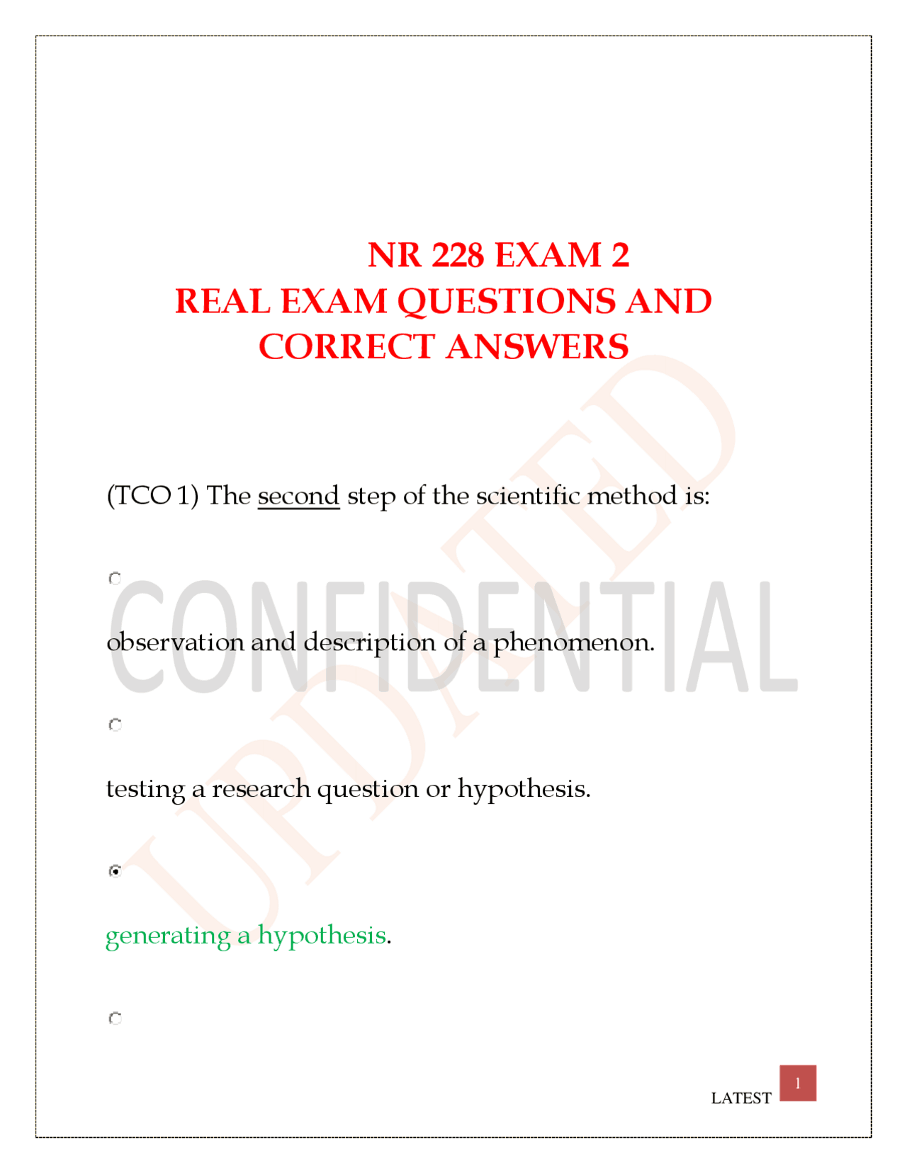 NR 228 EXAM 2 QUESTIONS AND ANSWERS.pdf | Exams Nursing | Docsity