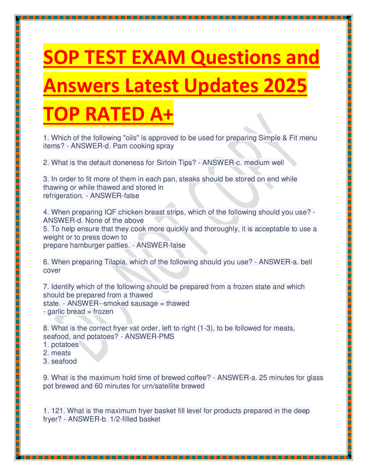 SOP TEST EXAM Questions and Answers Latest Updates 2025 TOP RATED A+ ...