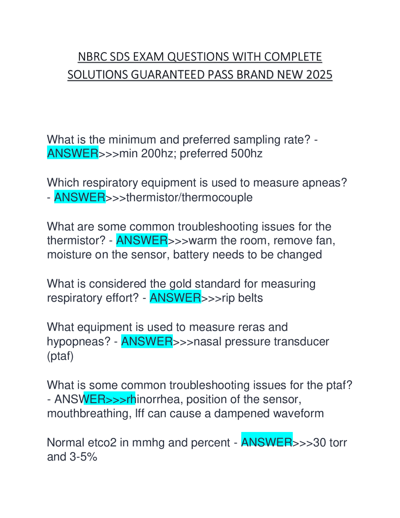 NBRC SDS Exam Questions and Answers: Comprehensive Guide for ...