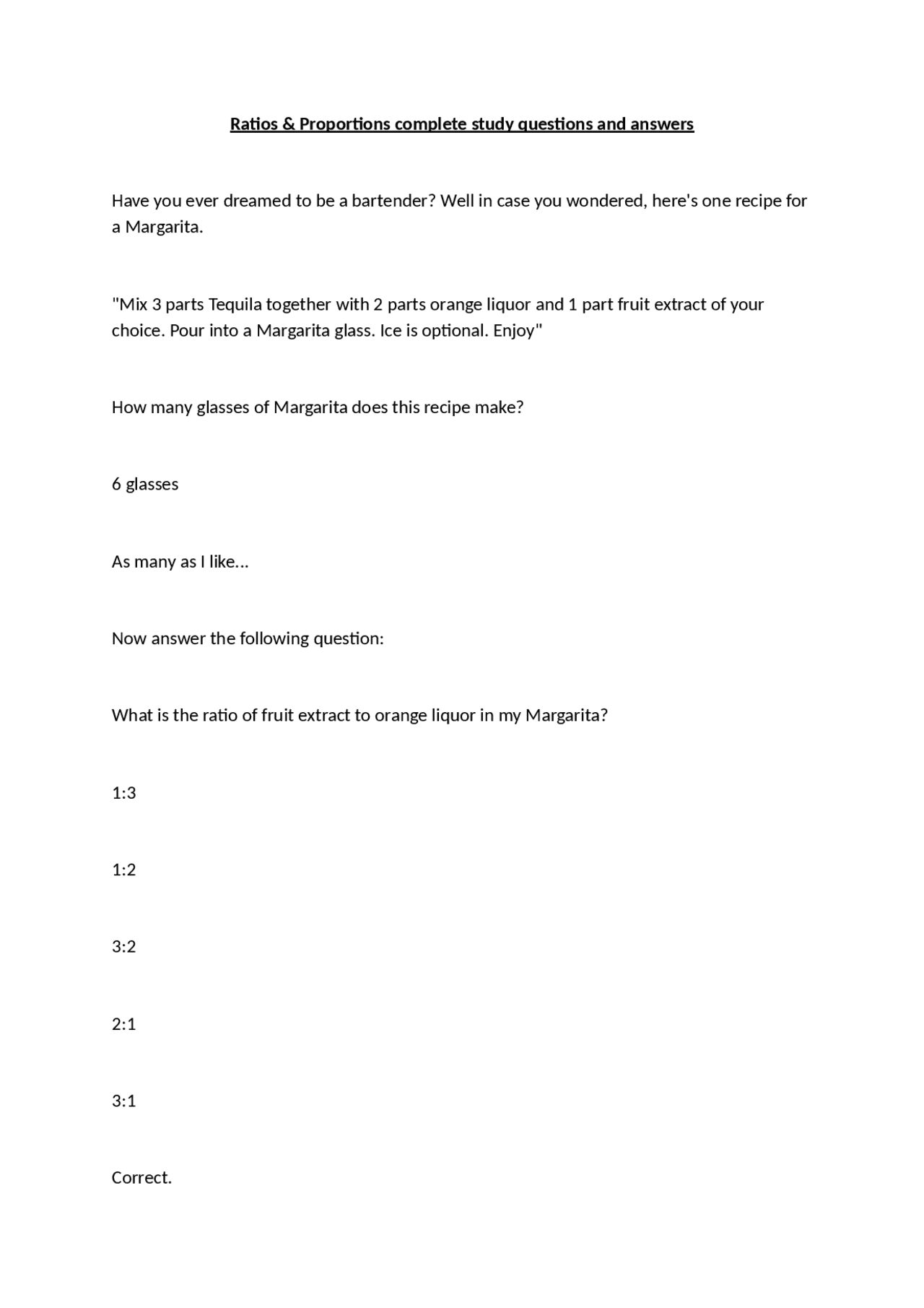 Ratios and Proportions: A Comprehensive Study Guide with Exercises and ...