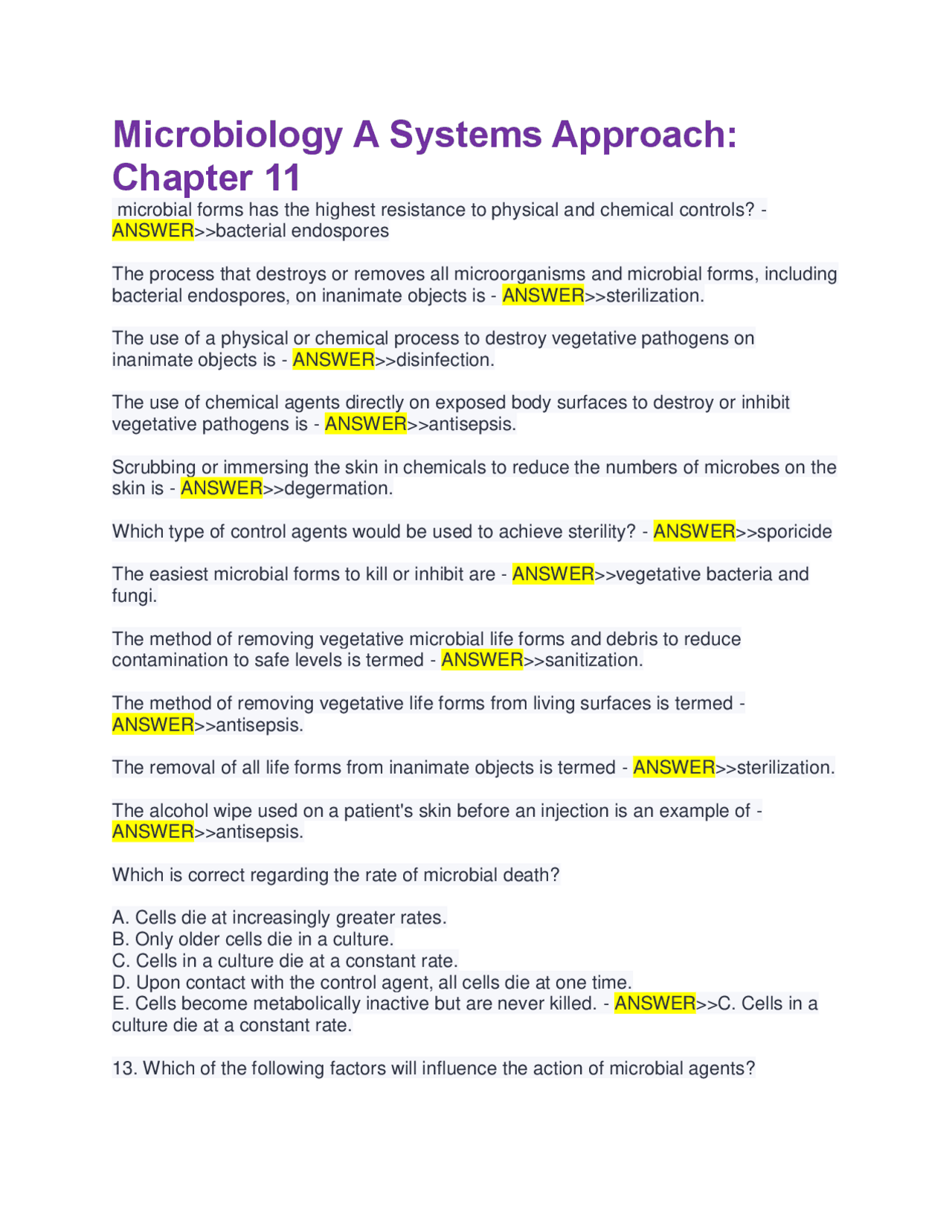 Microbiology A Systems Approach: Chapter 11 2025 | Exams Microbiology ...