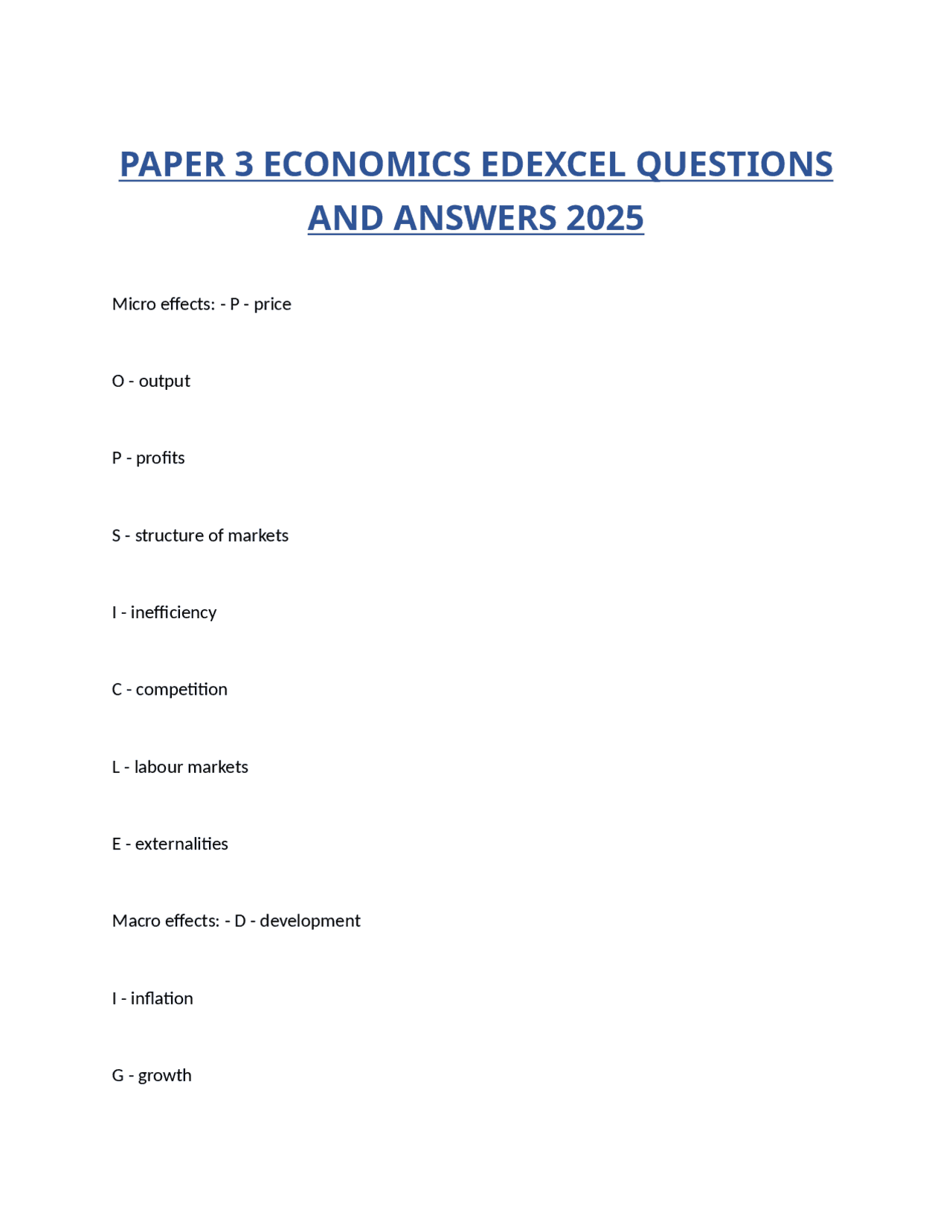 PAPER 3 ECONOMICS EDEXCEL QUESTIONS AND ANSWERS 2025 | Exams Advanced ...
