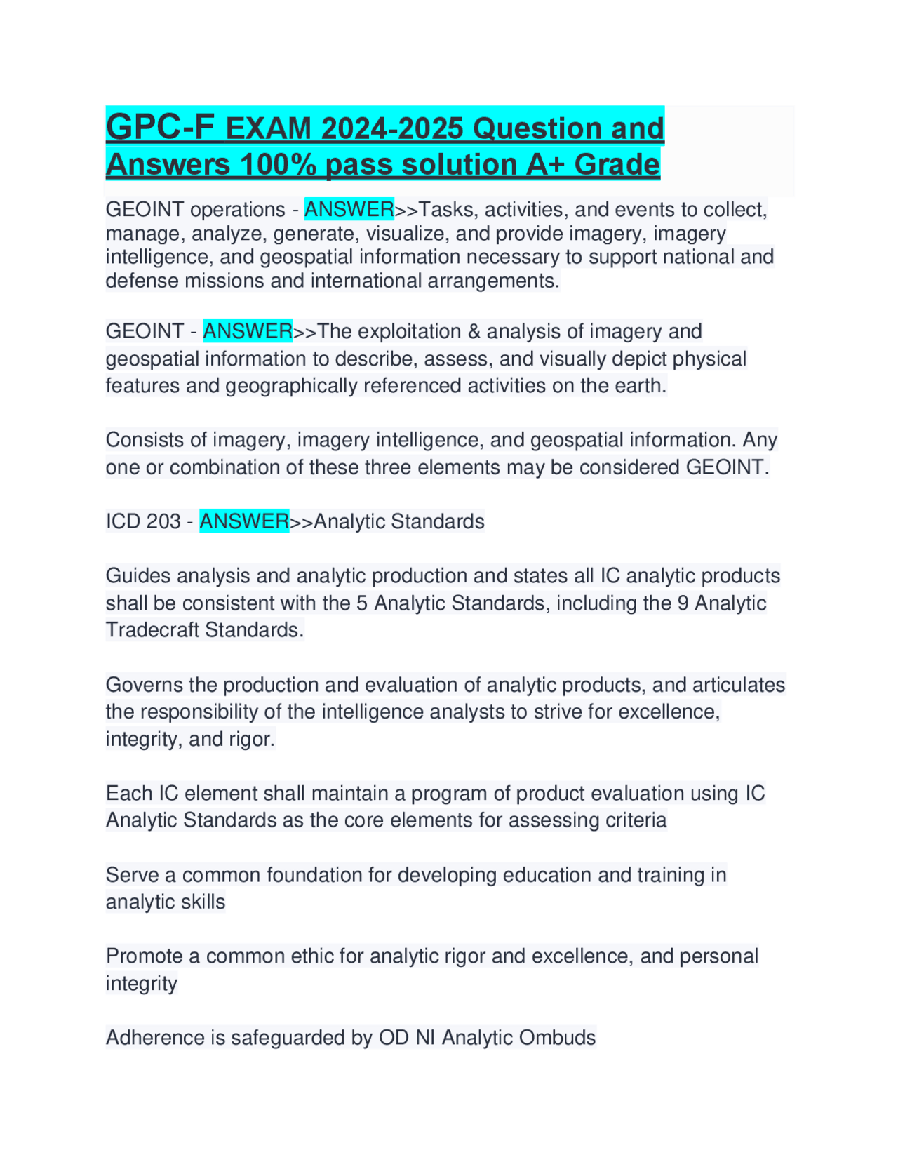 GPC-F EXAM 2024-2025 Question and Answers 100% pass solution A+ Grade ...