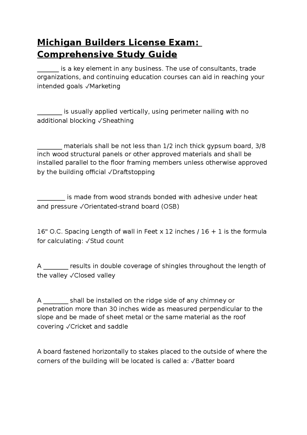 Michigan Builders License Exam: Comprehensive Study Guide | Exams ...