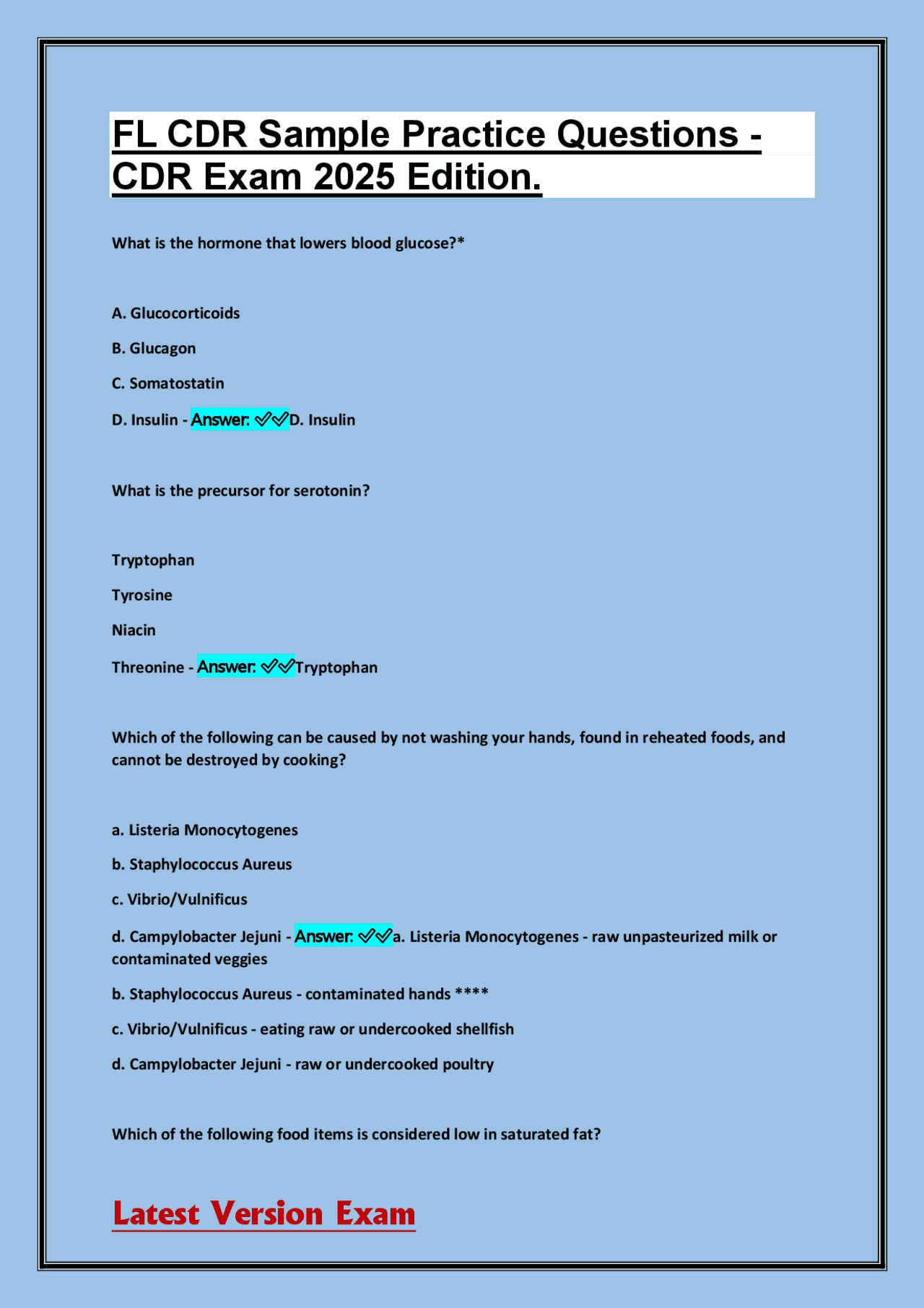 FL CDR Sample Practice Questions - CDR Exam 2025 Edition. | Exams ...