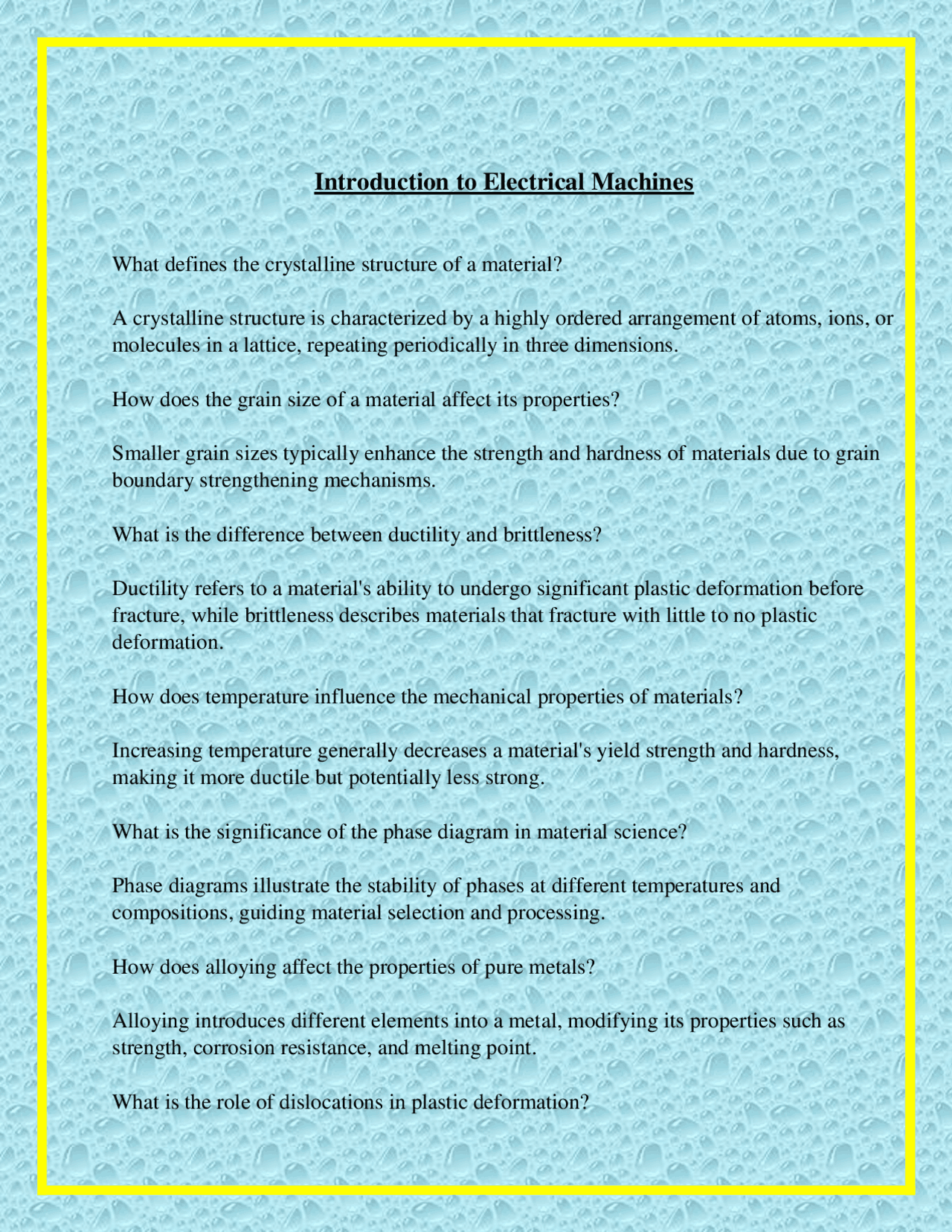 Introduction to Electrical Machines | Exercises Electrical Engineering ...