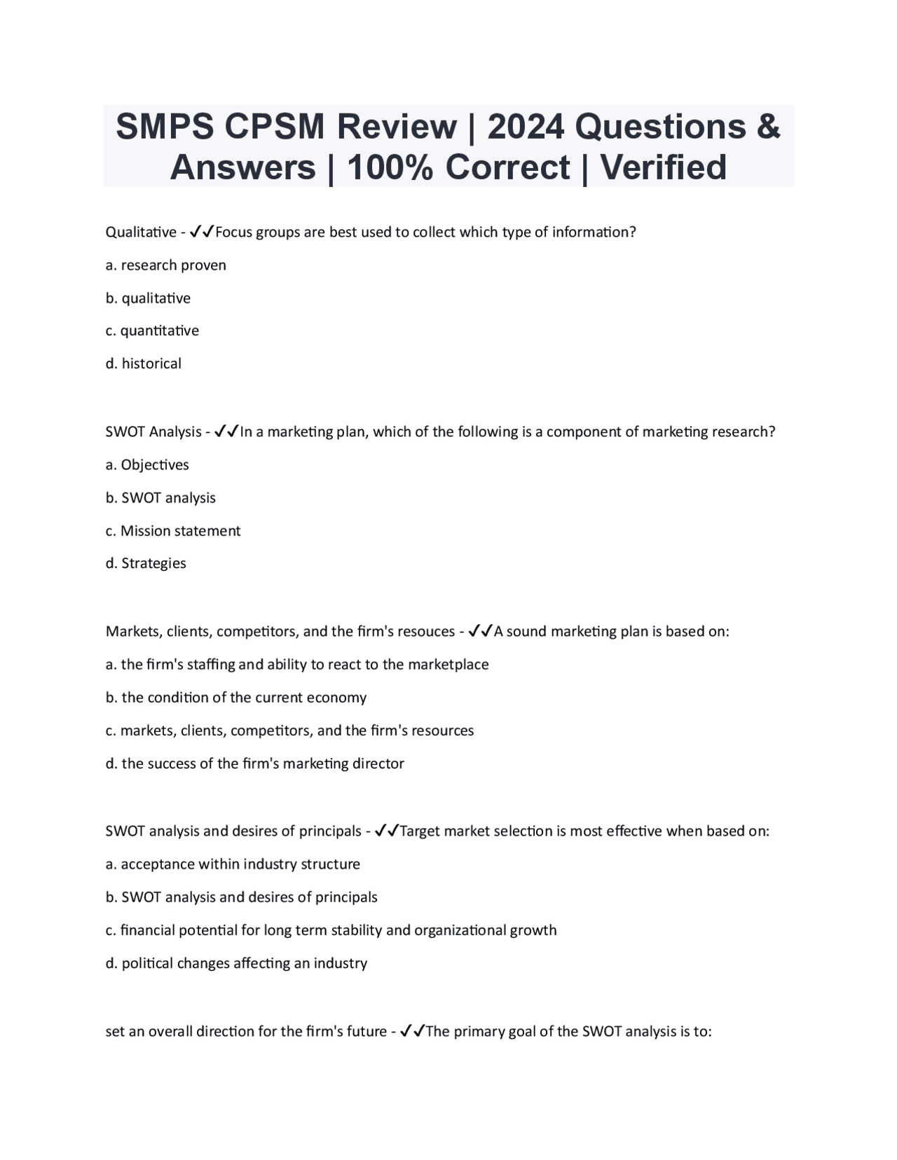 SMPS CPSM Review | 2024 Questions & Answers | 100% Correct | Verified ...