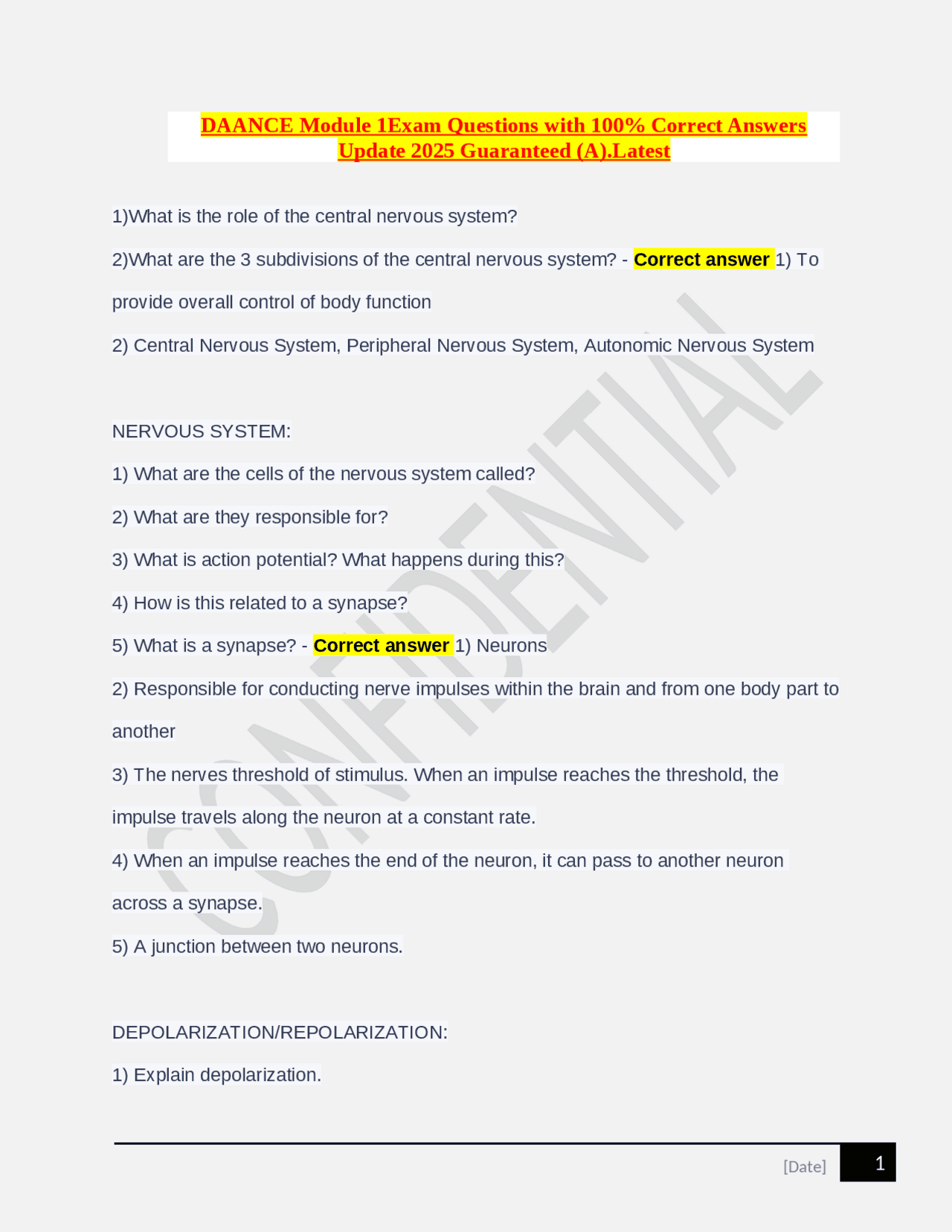 DAANCE Module 1Exam Questions with 100% Correct Answers Update 2025 ...