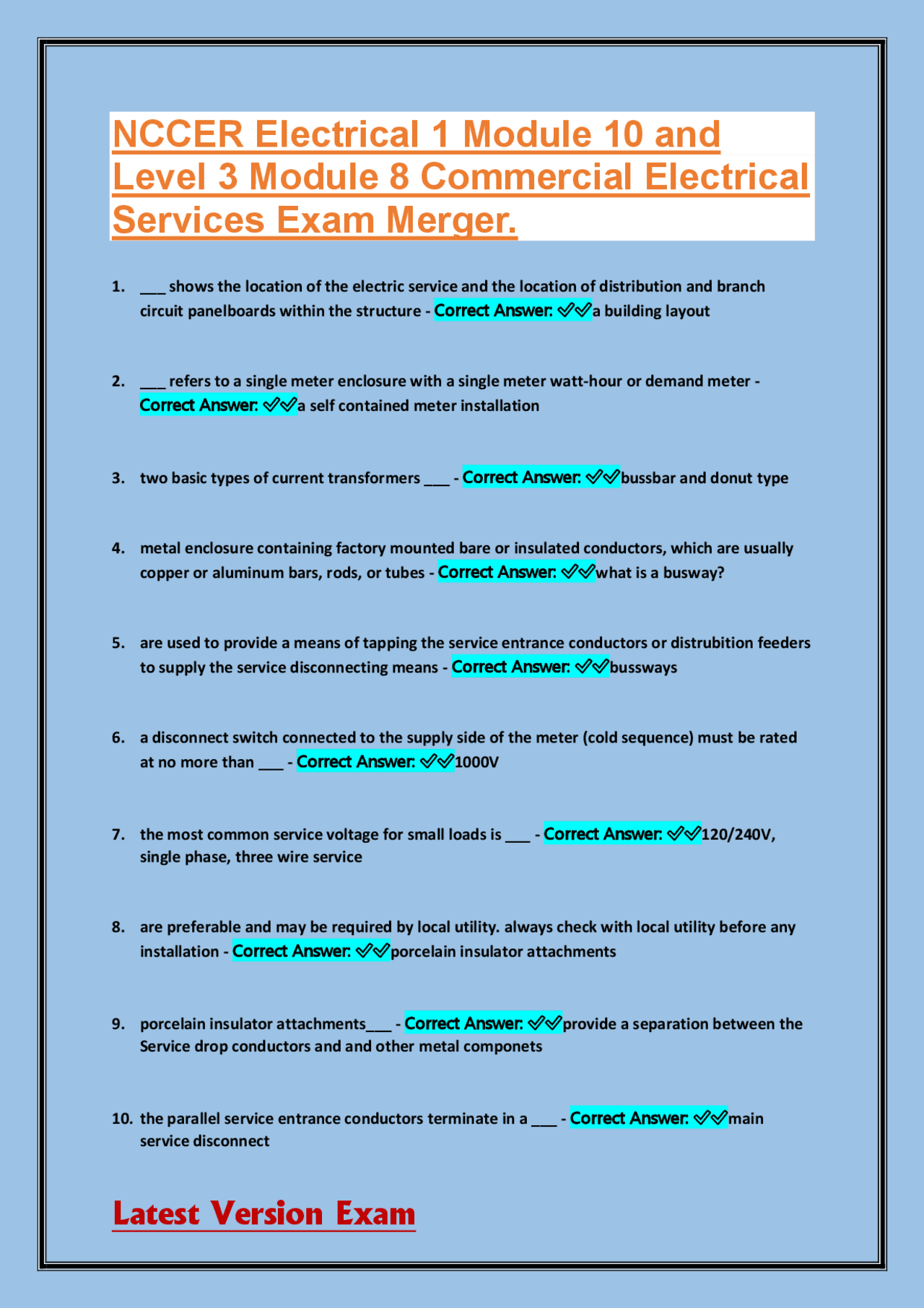 NCCER Electrical 1 Module 10 and Level 3 Module 8 Commercial Electrical ...