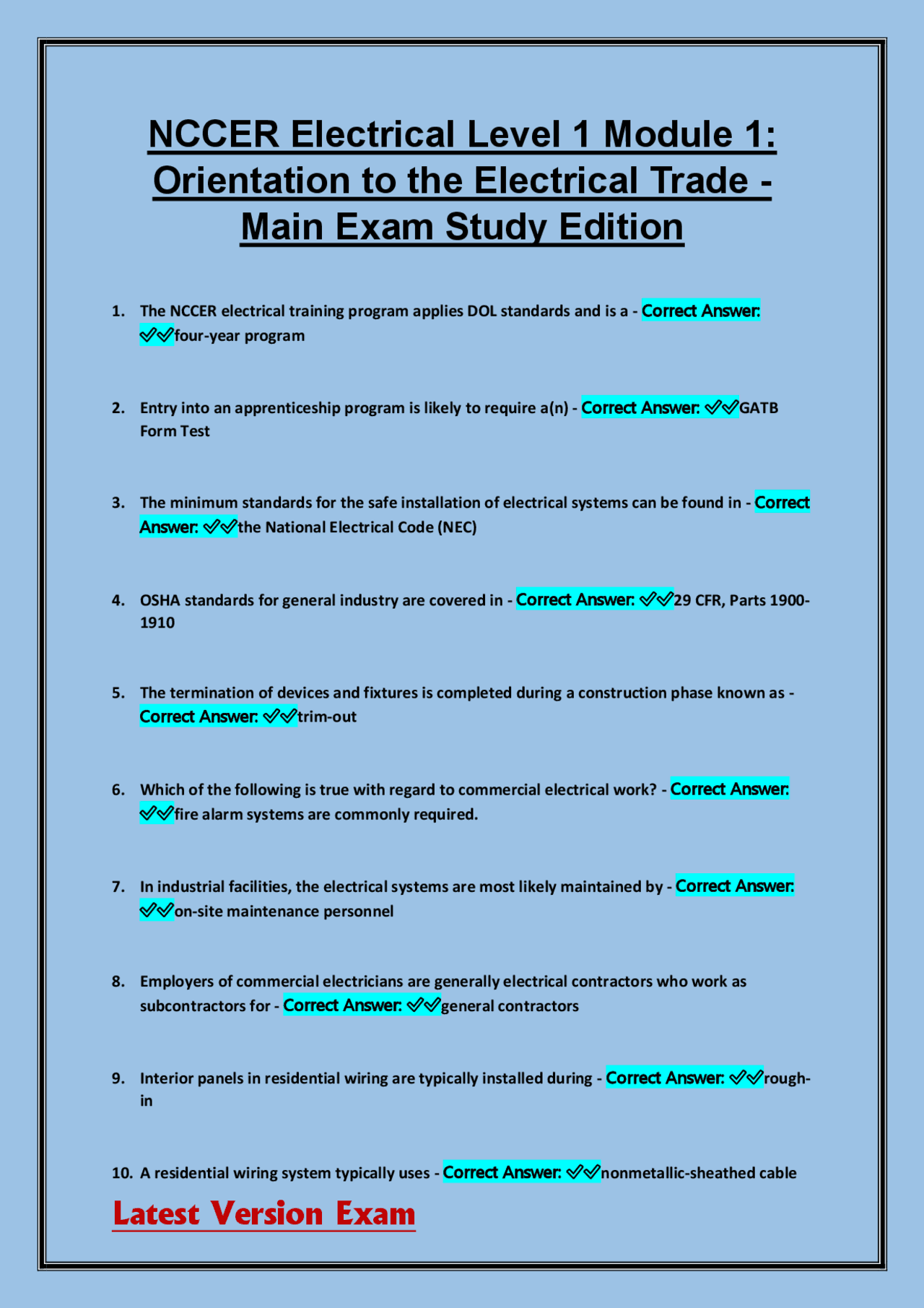 NCCER Electrical Level 1 Module 1: Orientation to the Electrical Trade ...