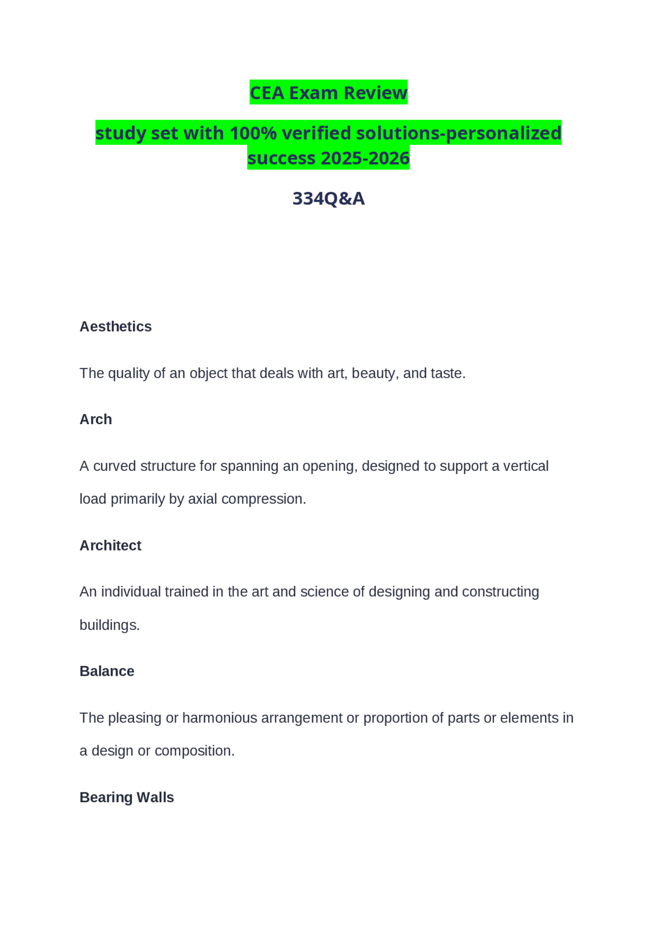 CEA Exam Review study set with 100% verified solutions-personalized ...