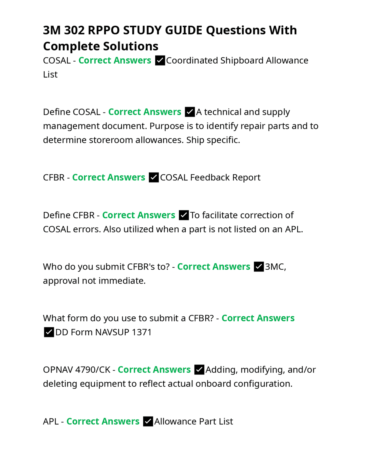 3M 302 RPPO STUDY GUIDE Questions With Complete Solutions | Exams ...