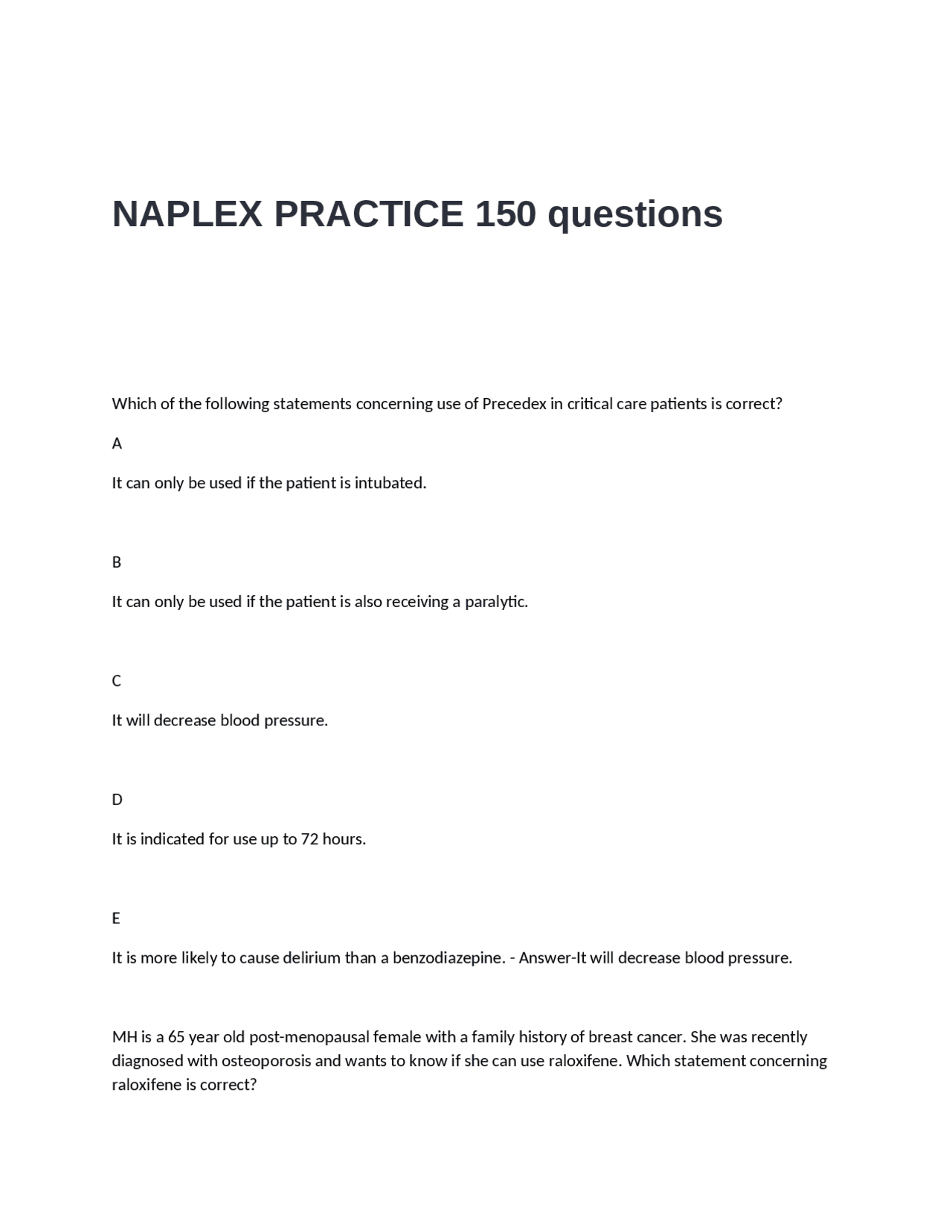 NAPLEX Practice Questions: Pharmacology and Drug Interactions | Exams Nursing | Docsity