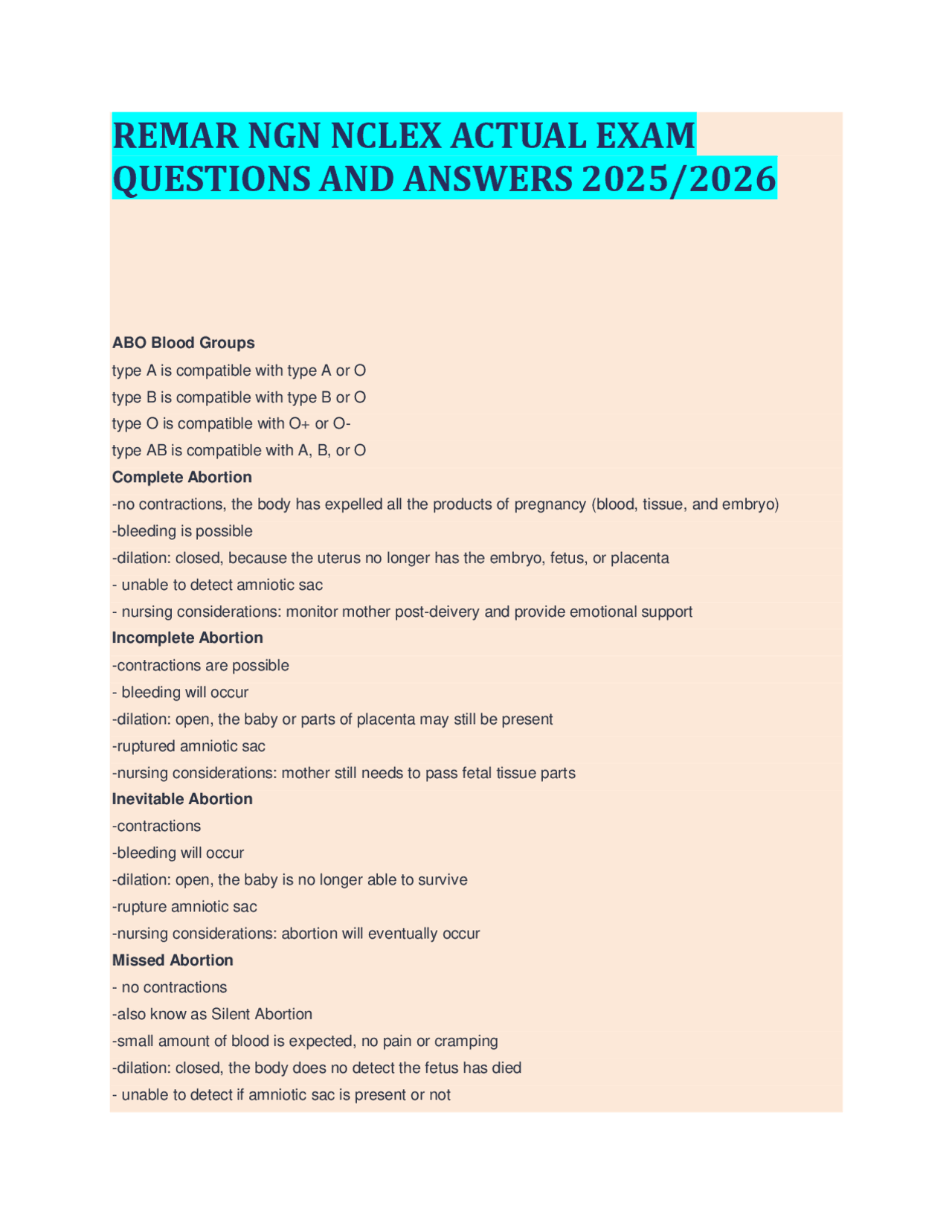 REMAR NGN NCLEX ACTUAL EXAM QUESTIONS AND ANSWERS 2025/2026 | Exams ...