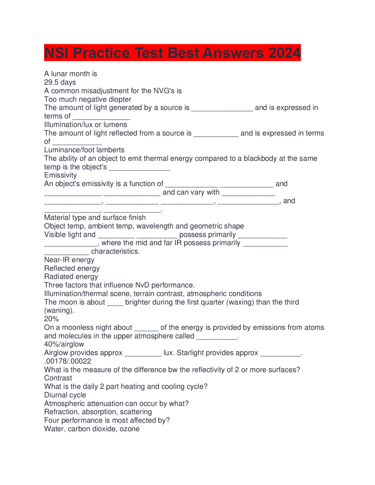 NSI Practice Test: Night Vision Goggles and Thermal Imaging | Exams ...