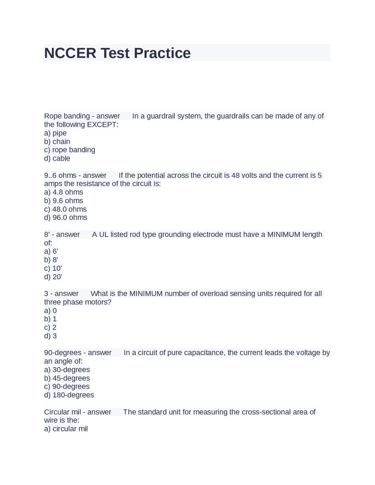 NCCER Test Practice Questions and Answers Fully Solved | Exams Advanced ...