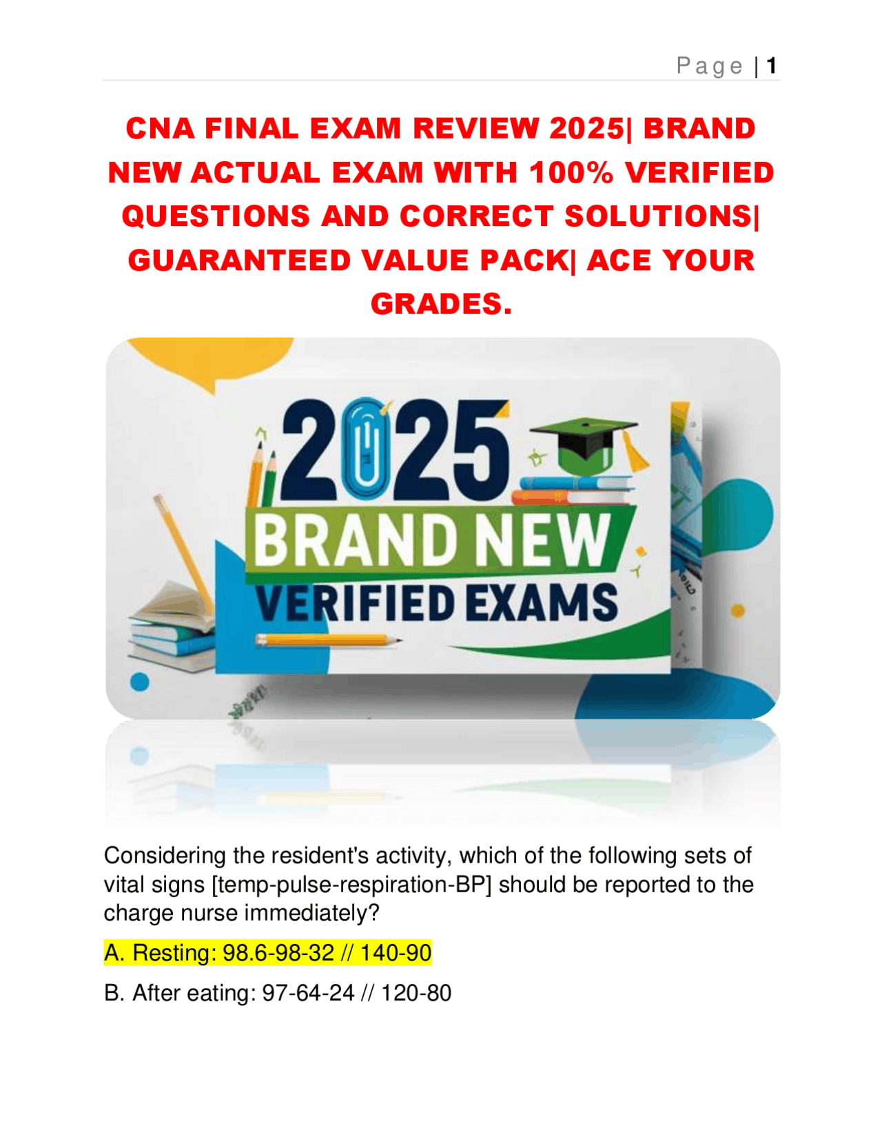 CNA FINAL EXAM REVIEW 2025| BRAND NEW ACTUAL EXAM. | Exams Nursing ...