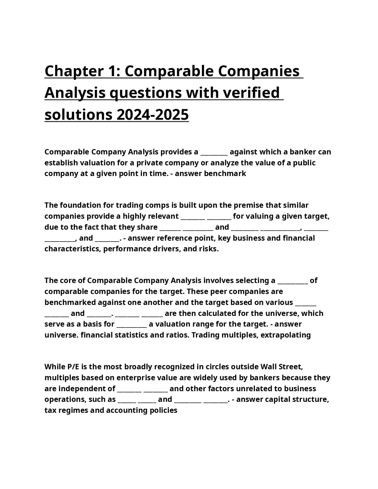 Comparable Company Analysis: A Guide to Valuation Techniques | Exams ...